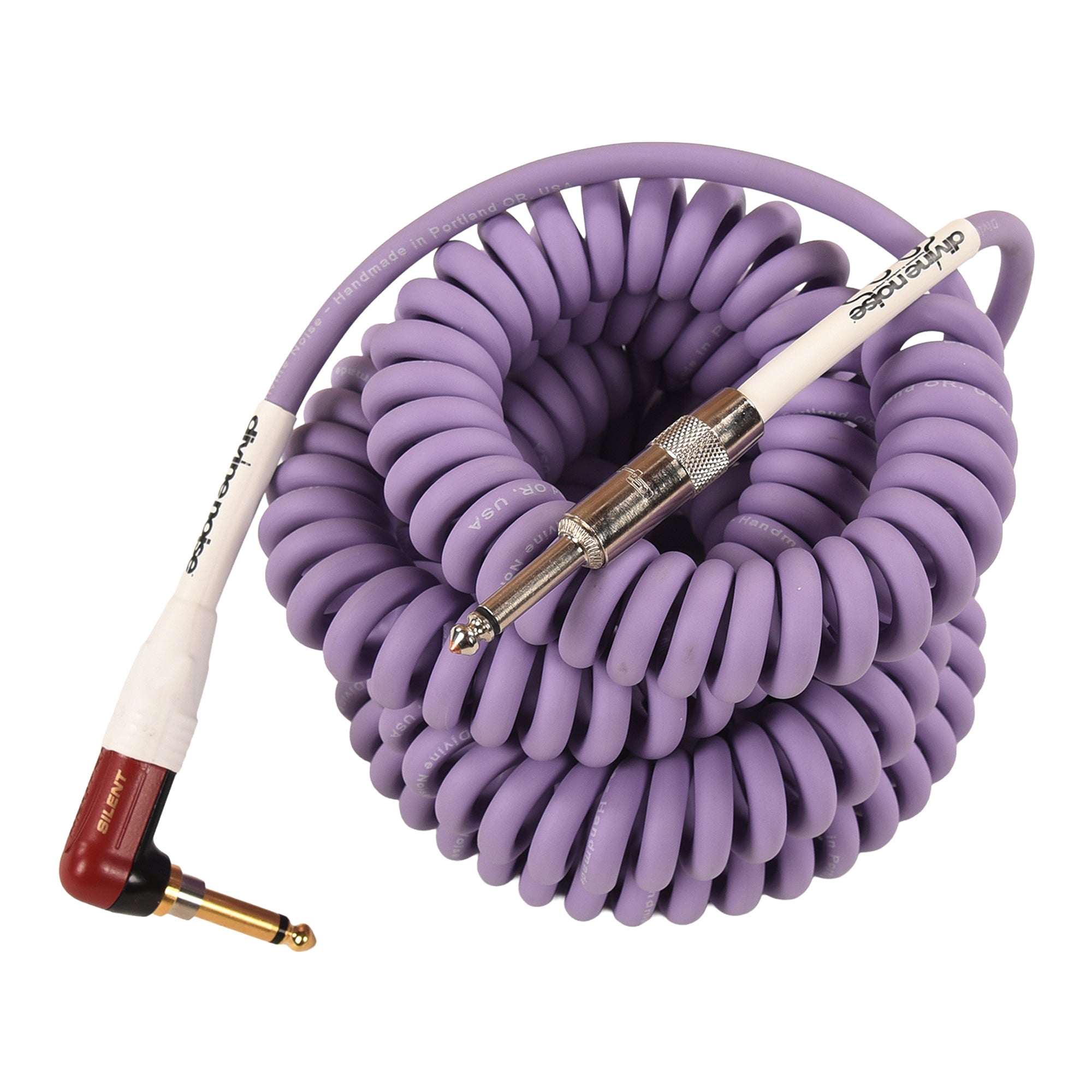 Divine Noise Curly Instrument Cable 30' Right Angle Silent/Straight La ...