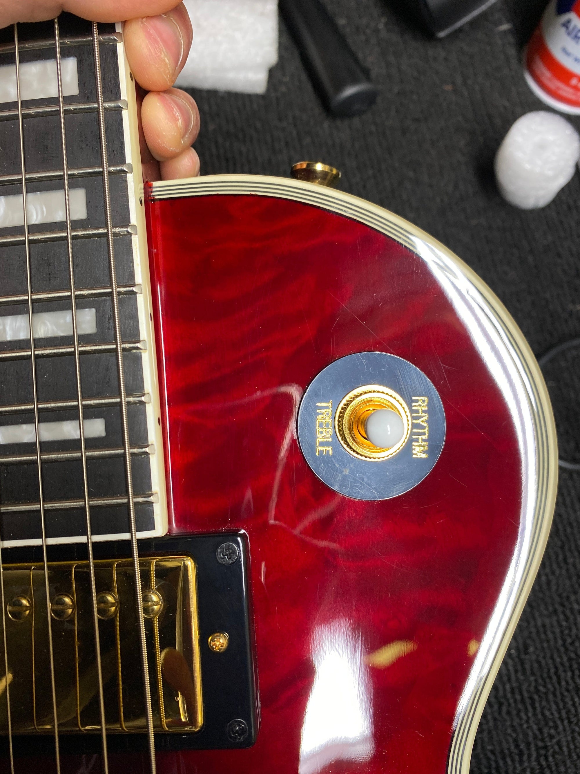 Epiphone Artist Alex Lifeson Les Paul Custom Axcess LEFTY Quilt Ruby ...