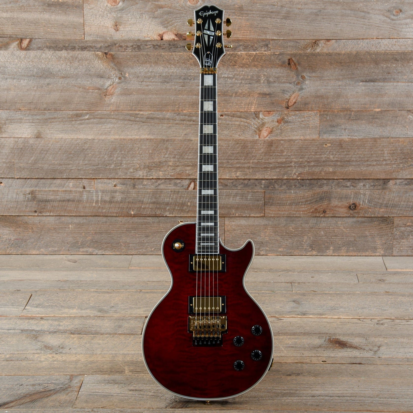 Epiphone Artist Alex Lifeson Les Paul Custom Axcess Quilt Ruby ...