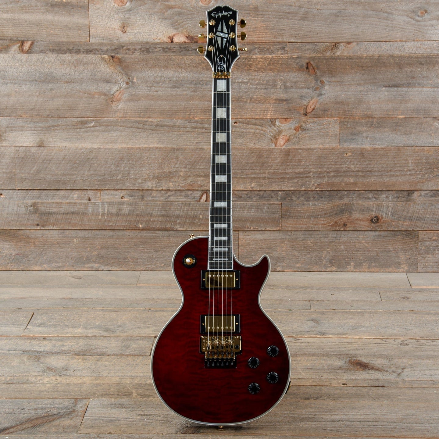 Epiphone Artist Alex Lifeson Les Paul Custom Axcess Quilt Ruby ...