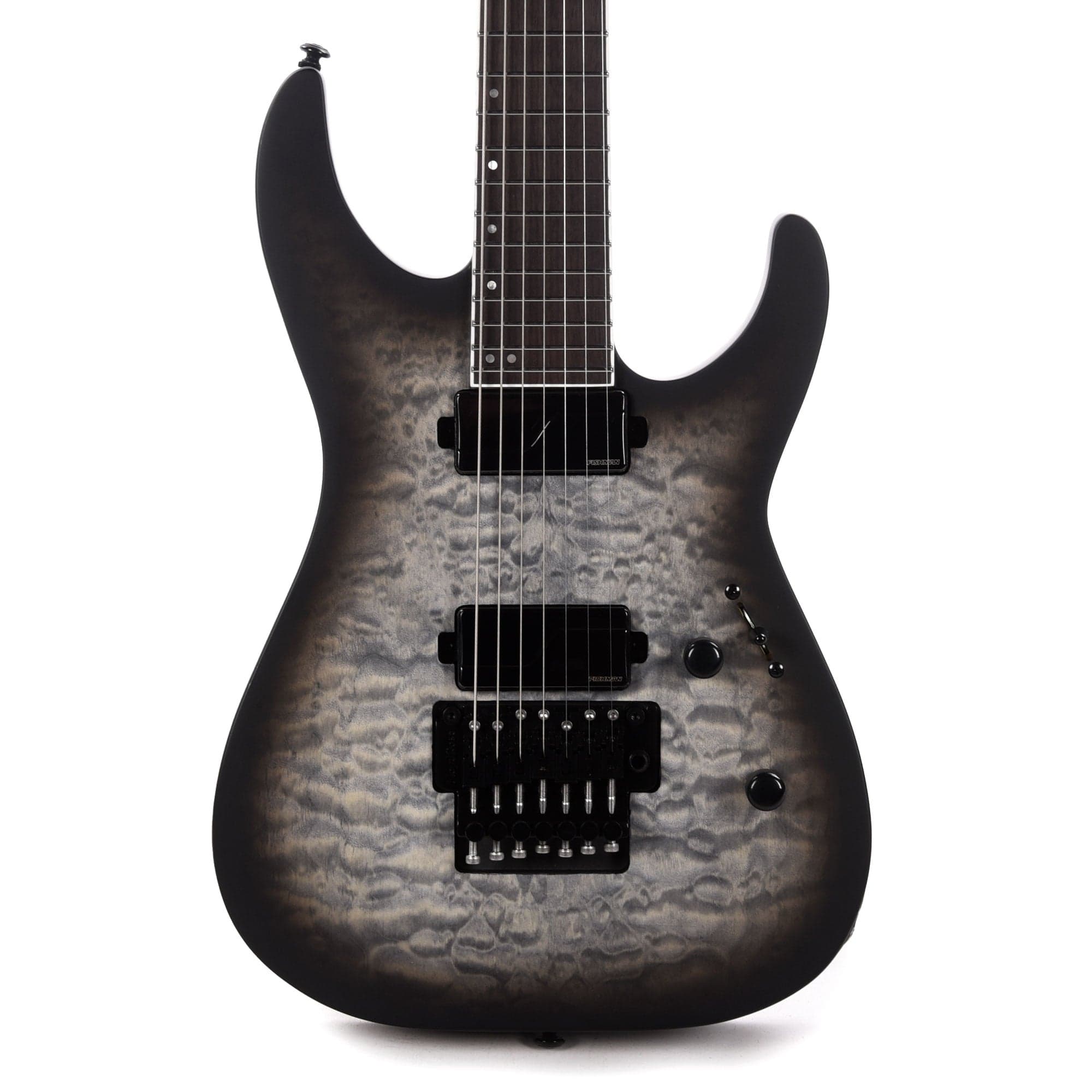 ESP LTD M-1007B Baritone Charcoal Burst Satin 7-String w/ Quilted Mapl ...