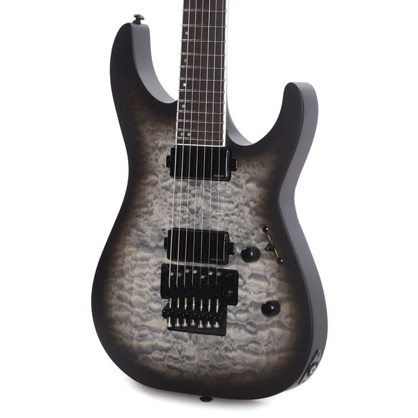 ESP LTD M-1007B Baritone Charcoal Burst Satin 7-String w/ Quilted Mapl ...