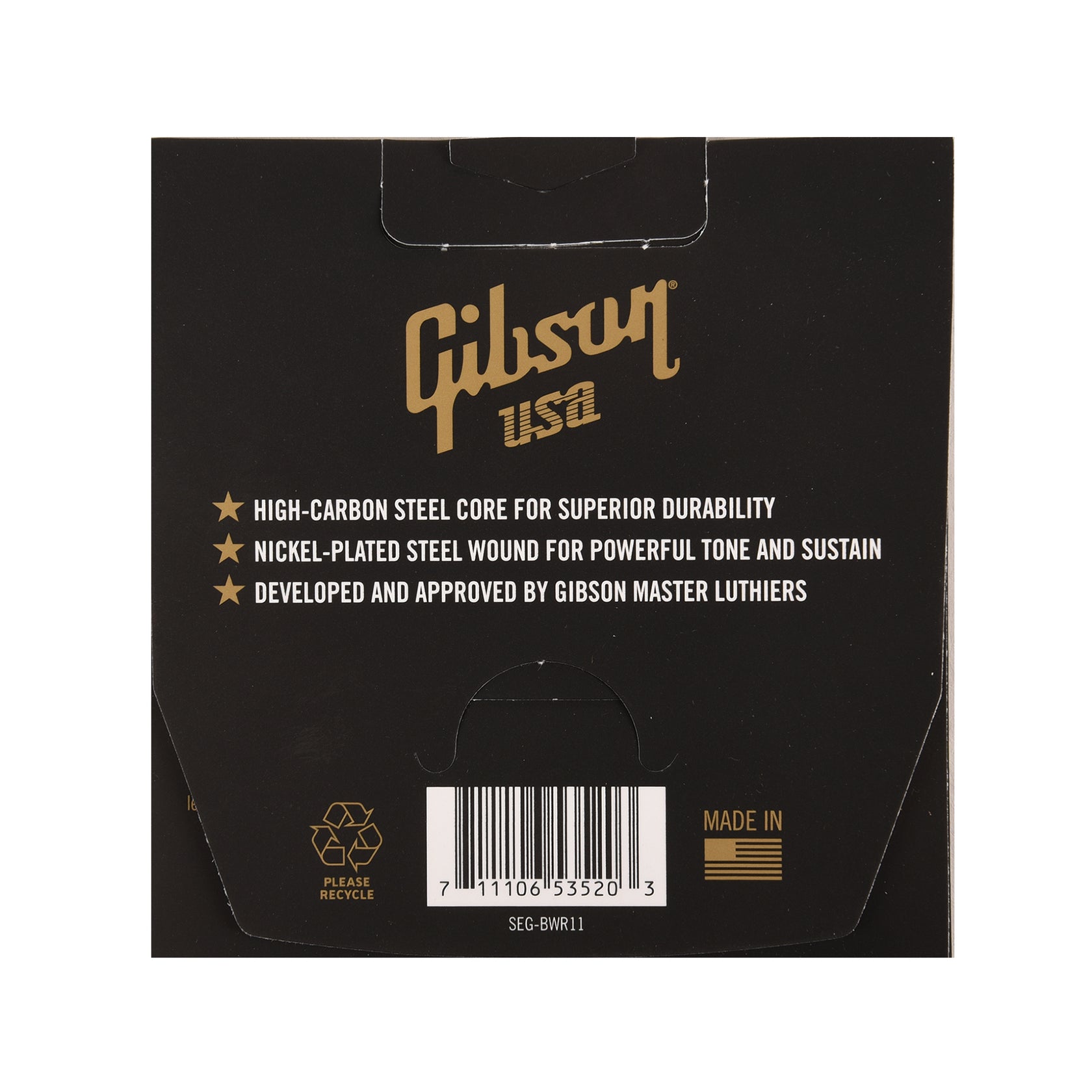 Gibson Brite Wire 'Reinforced' Electric Guitar Strings Medium Gauge 11 ...