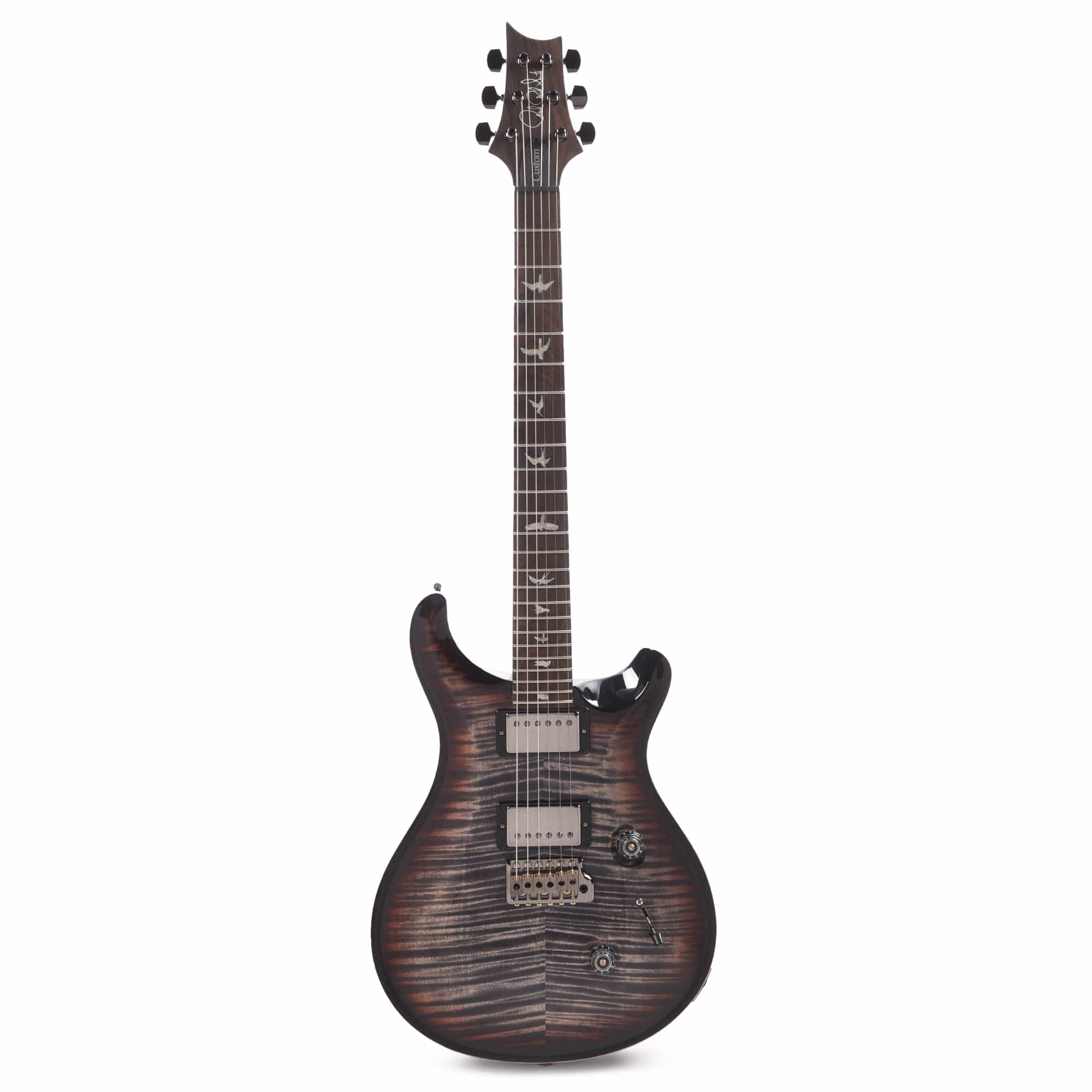 PRS Wood Library Custom 24 10-Top Flame Charcoal Tri-Color Burst w/Zir ...