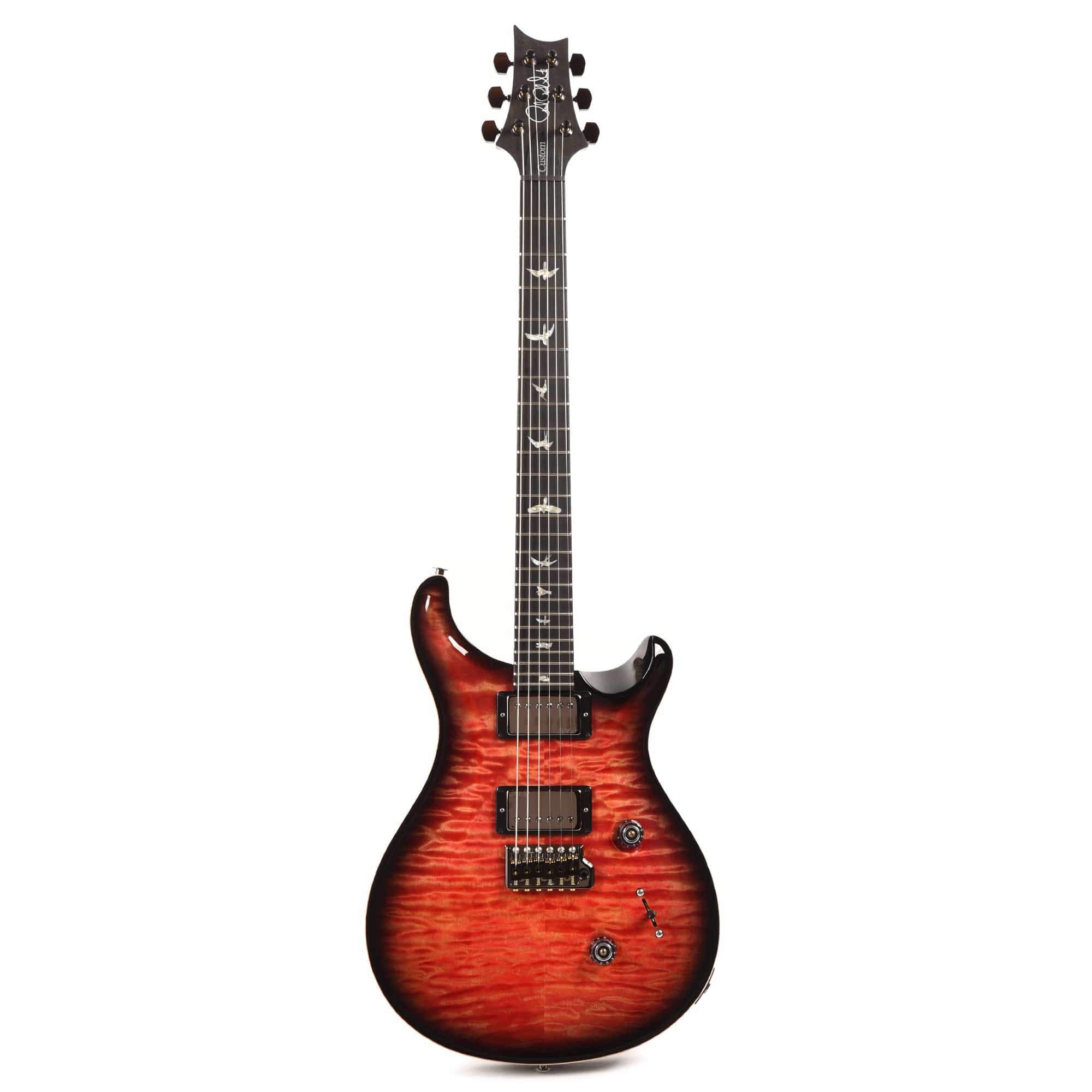 PRS Wood Library Custom 24 10-Top Quilt Blood Orange Smokeburst w/Ebon ...