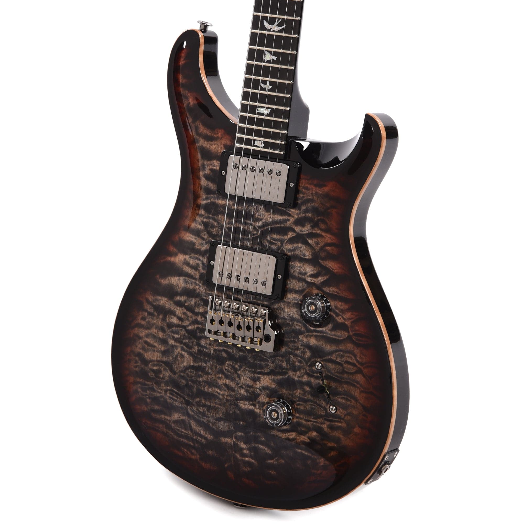 PRS Wood Library Custom 24 10-Top Quilt Charcoal Tri-Color Burst w/Ebo ...
