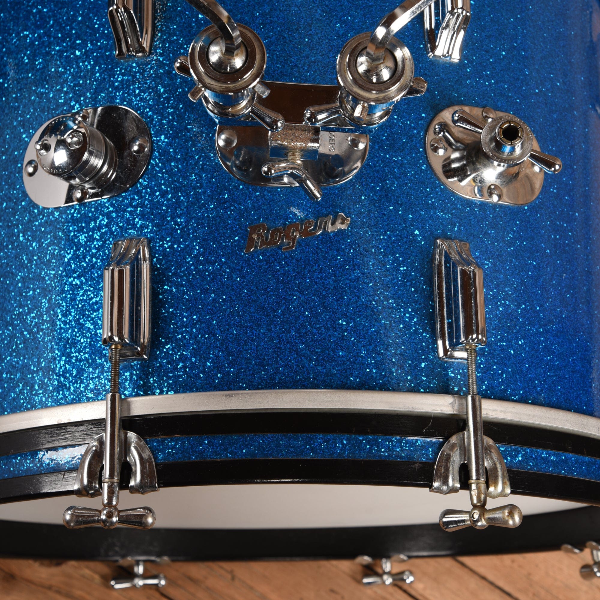 Rogers 1960's Fusion Outfit 14/13/12/20 4 pc. Drum Kit Blue Sparkle ...