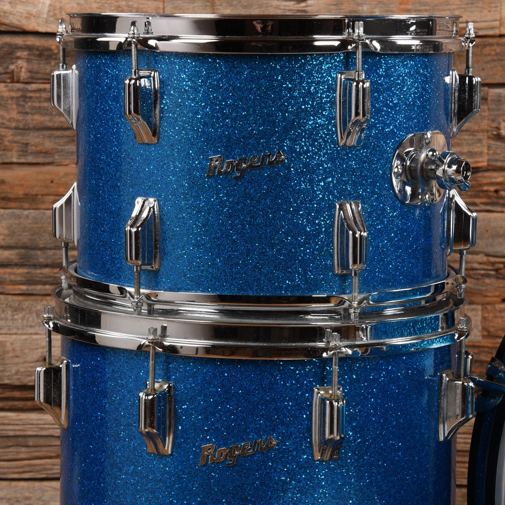 Rogers 1960's Fusion Outfit 14/13/12/20 4 pc. Drum Kit Blue Sparkle ...