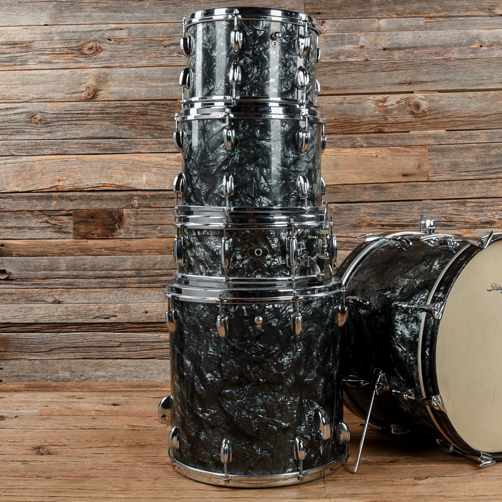 Slingerland Modern Solo Outfit No.2 R 20/13/16/5.5x14 5PC. Drum Set Bl ...
