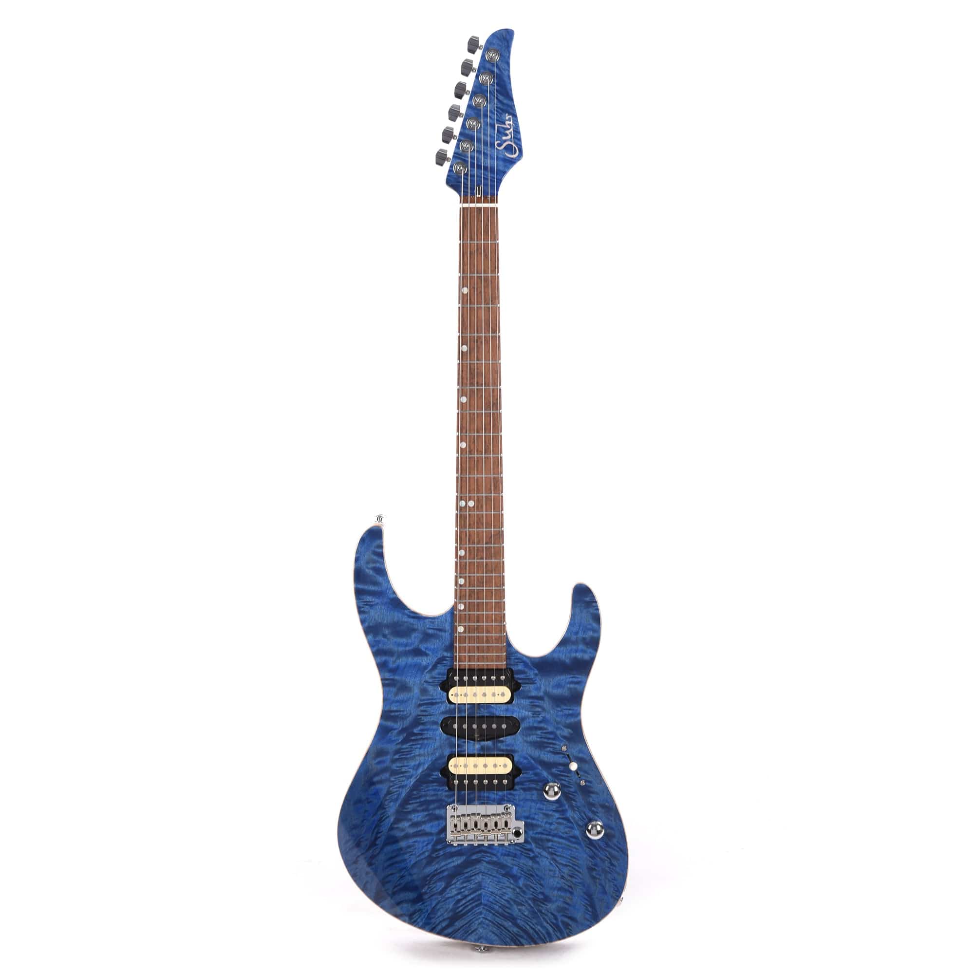 Suhr Custom Modern HSH Trans Blue w/CME Hand-Selected Angel Quilt Mapl ...
