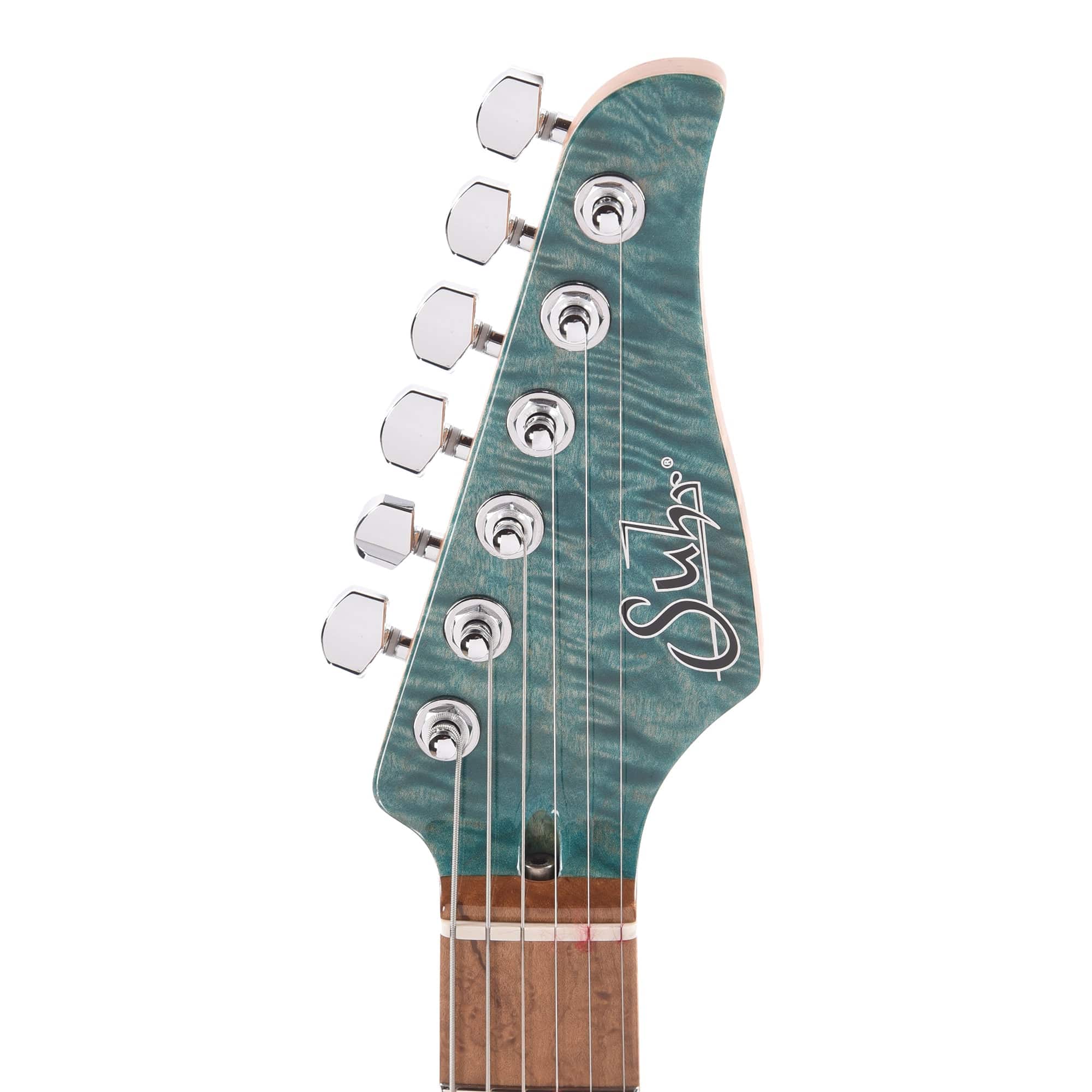 Suhr Custom Modern HSH Angel Quilt Maple/Swamp Ash Bahama Blue w/5A Bi ...