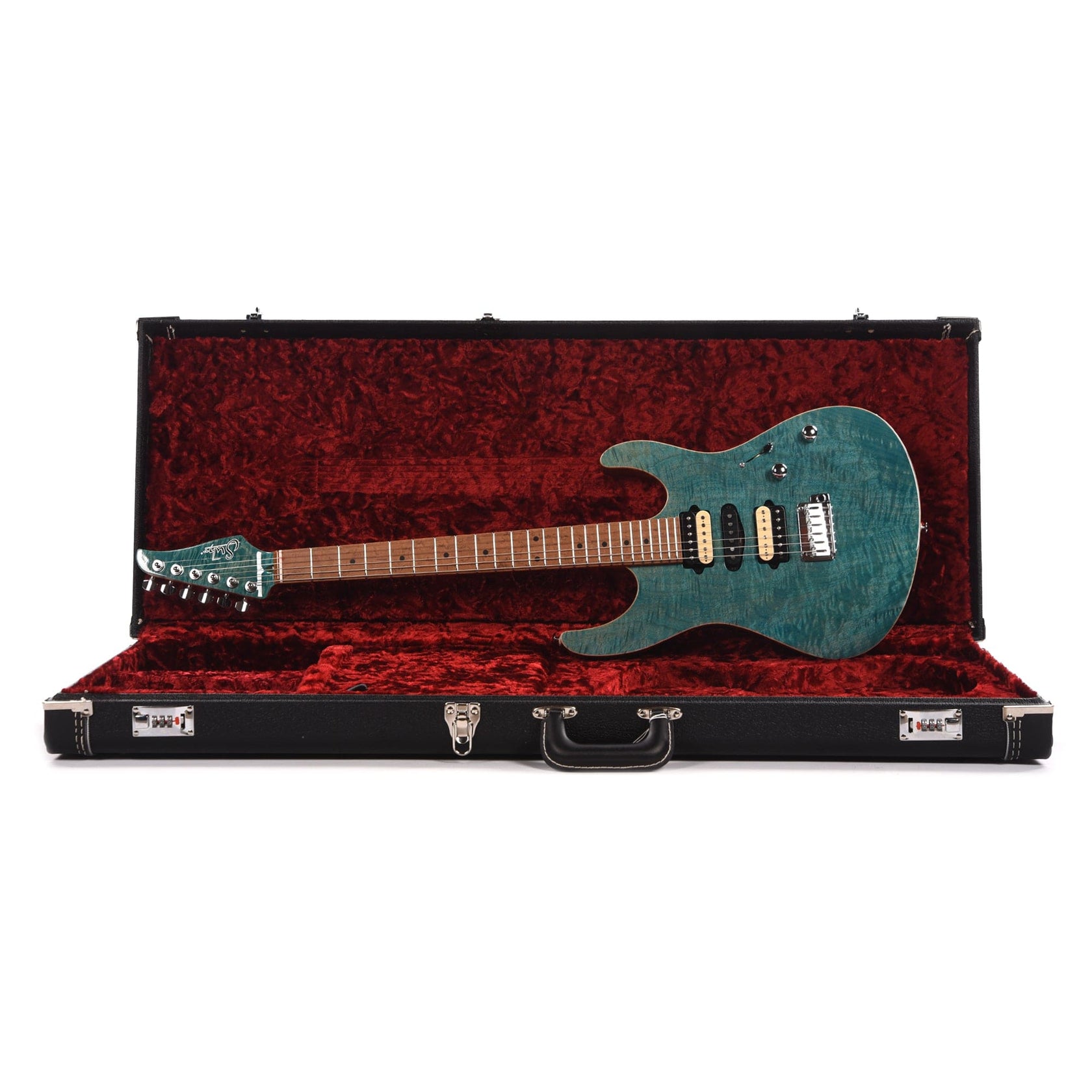 Suhr Custom Modern HSH Angel Quilt Maple/Swamp Ash Bahama Blue w/5A Bi – Chicago Music Exchange