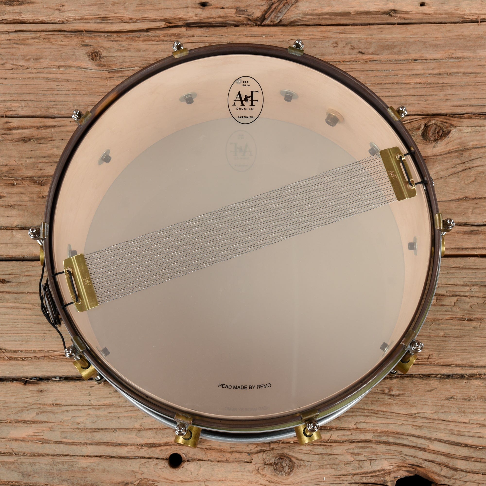 A&F Drum Co. 6.5x14 Black Club Maple 10-Lug Snare Drum w/Brass Hoops ...