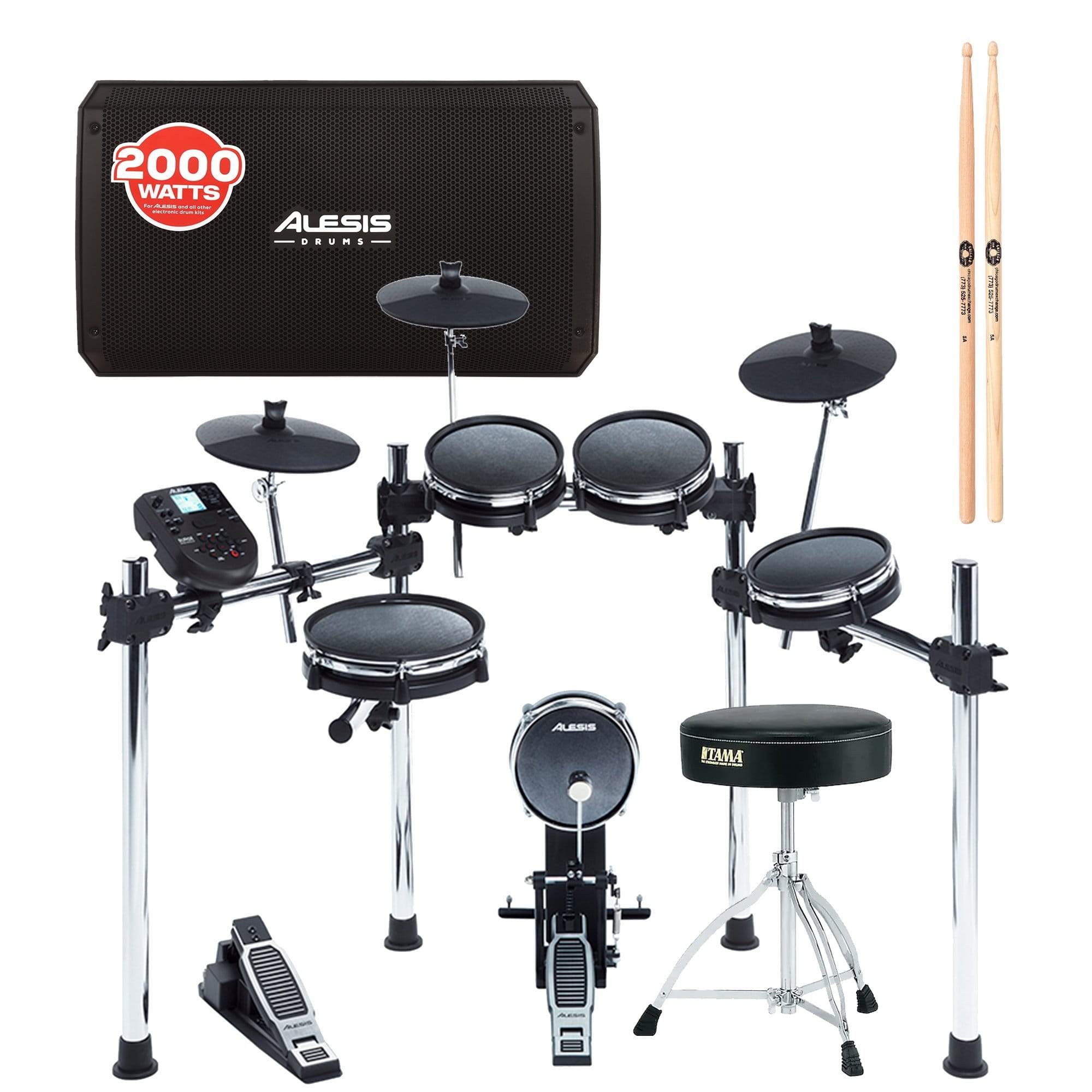 Alesis Surge Mesh Electronic Drum Kit Bundle w/Throne, Amp & Sticks ...