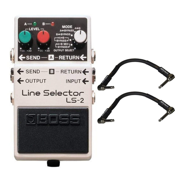 Boss LS-2 Line Selector Bundle w/ 2 Roland Black Series 6 inch Patch C ...