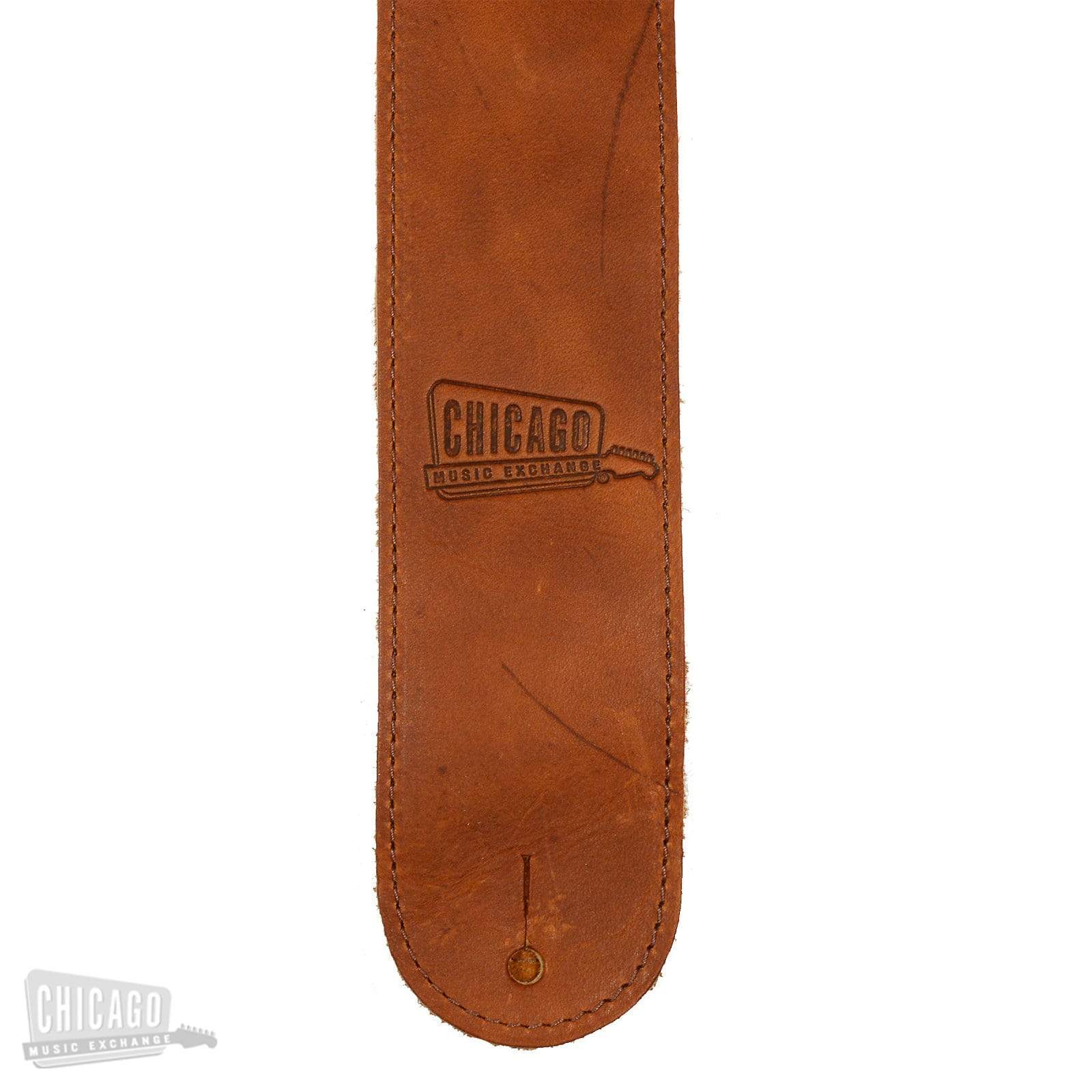 Chicago Music Exchange Logo Leather Strap Brown