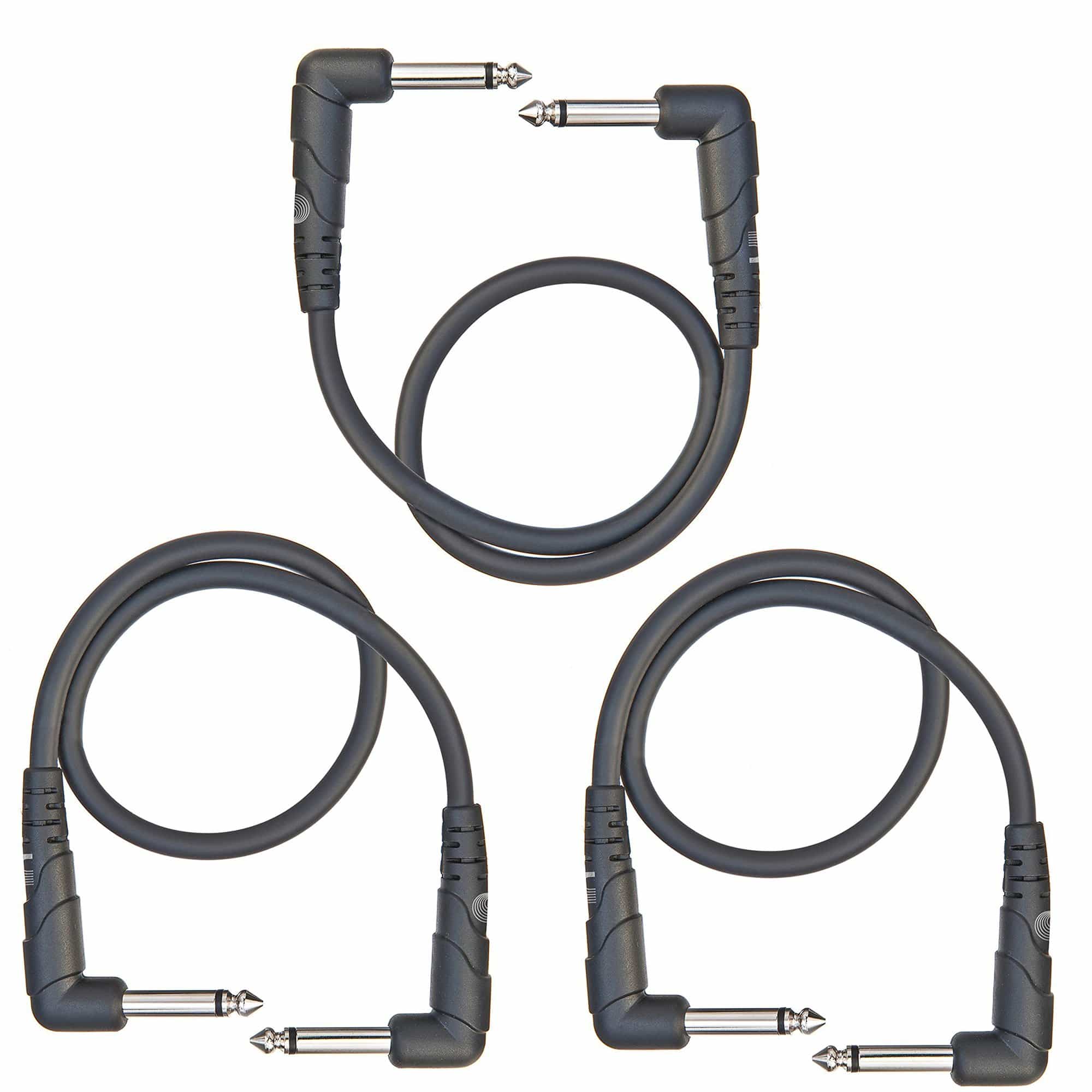 D'Addario Classic Series Patch Cable Right-Angle 3' 3 Pack Bundle ...