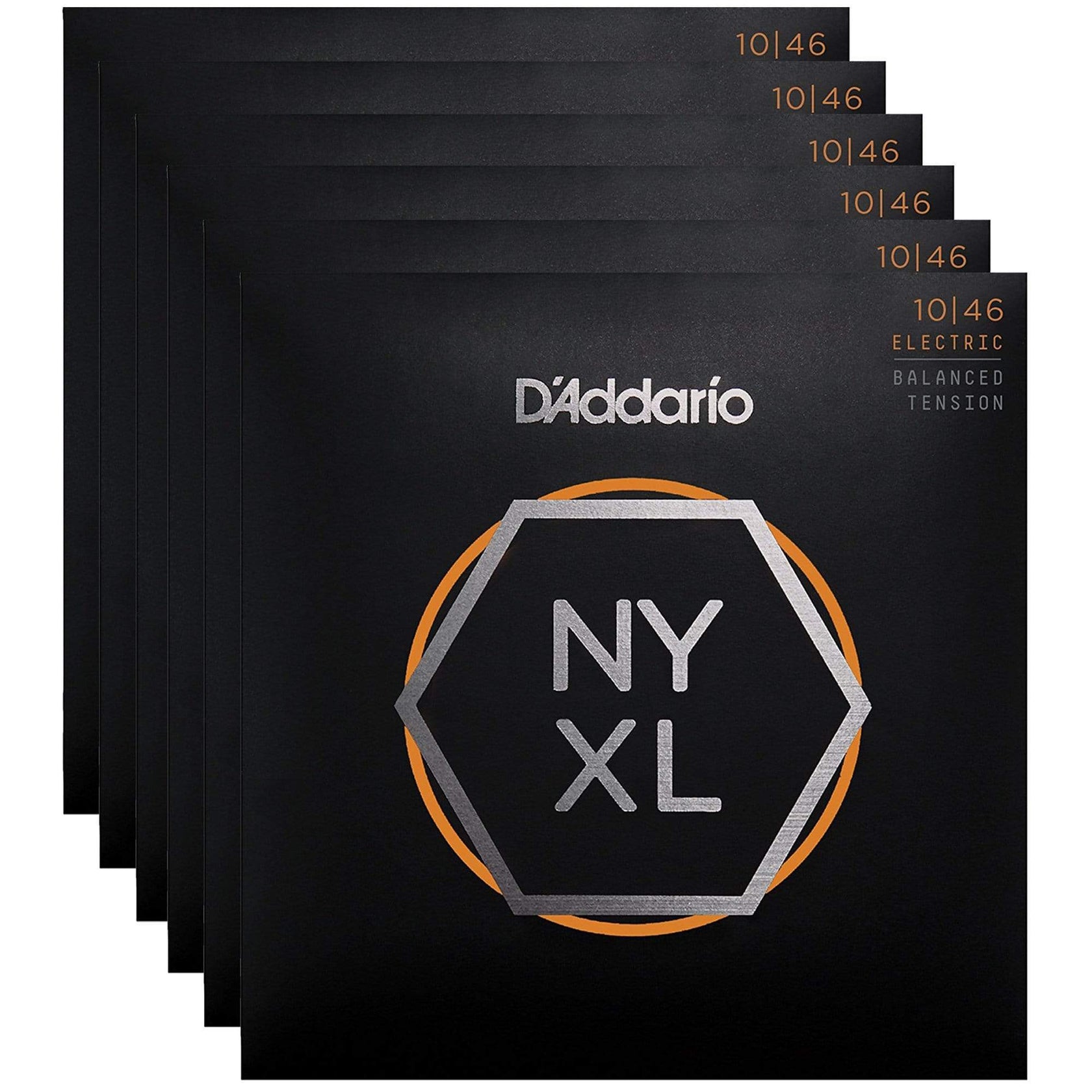 D'Addario NYXL Electric Guitar Strings Balanced Lite 10-46 (6 Pack Bun ...