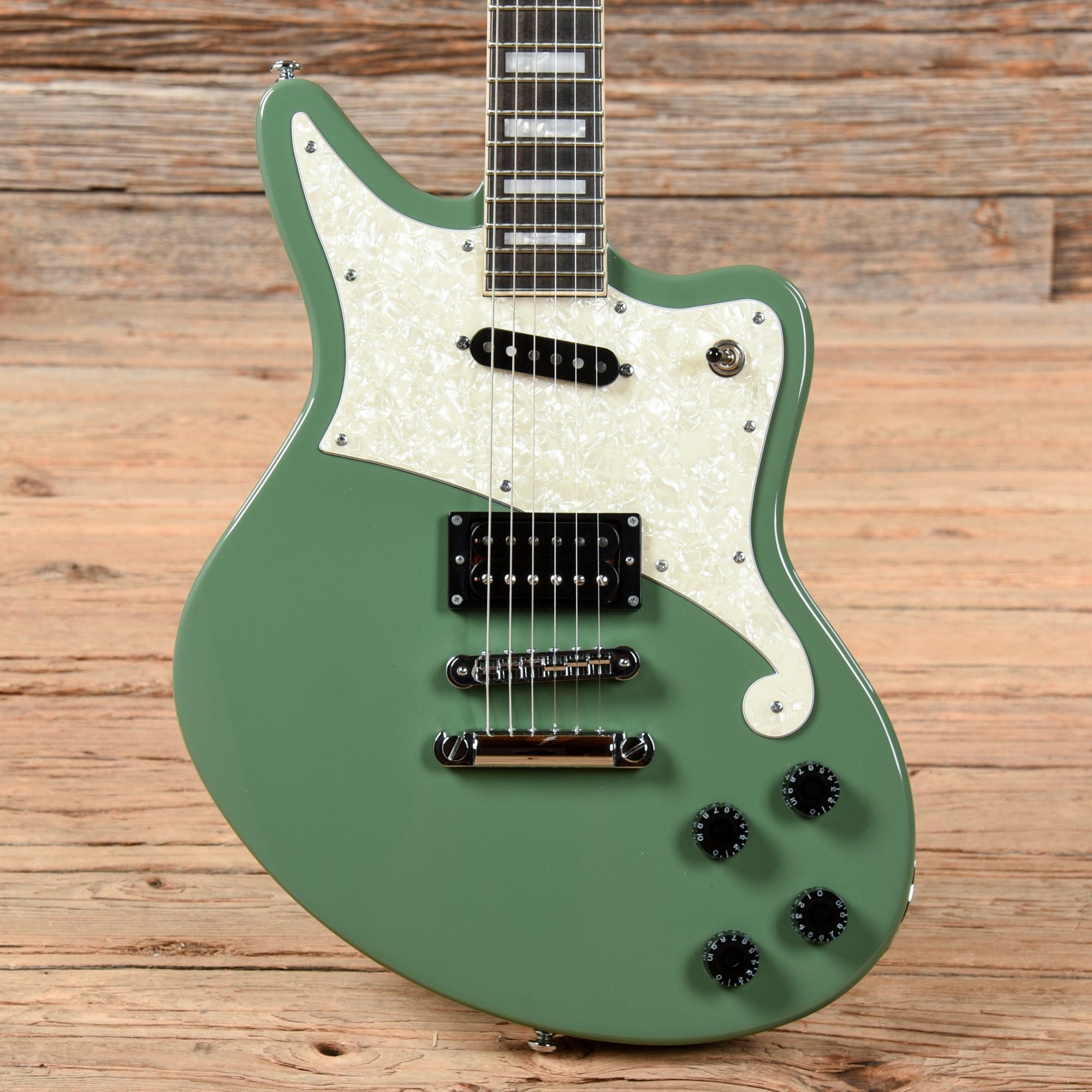D'Angelico Premier Bedford Offset HS with Stoptail Army Green 2018 – Chicago Music Exchange