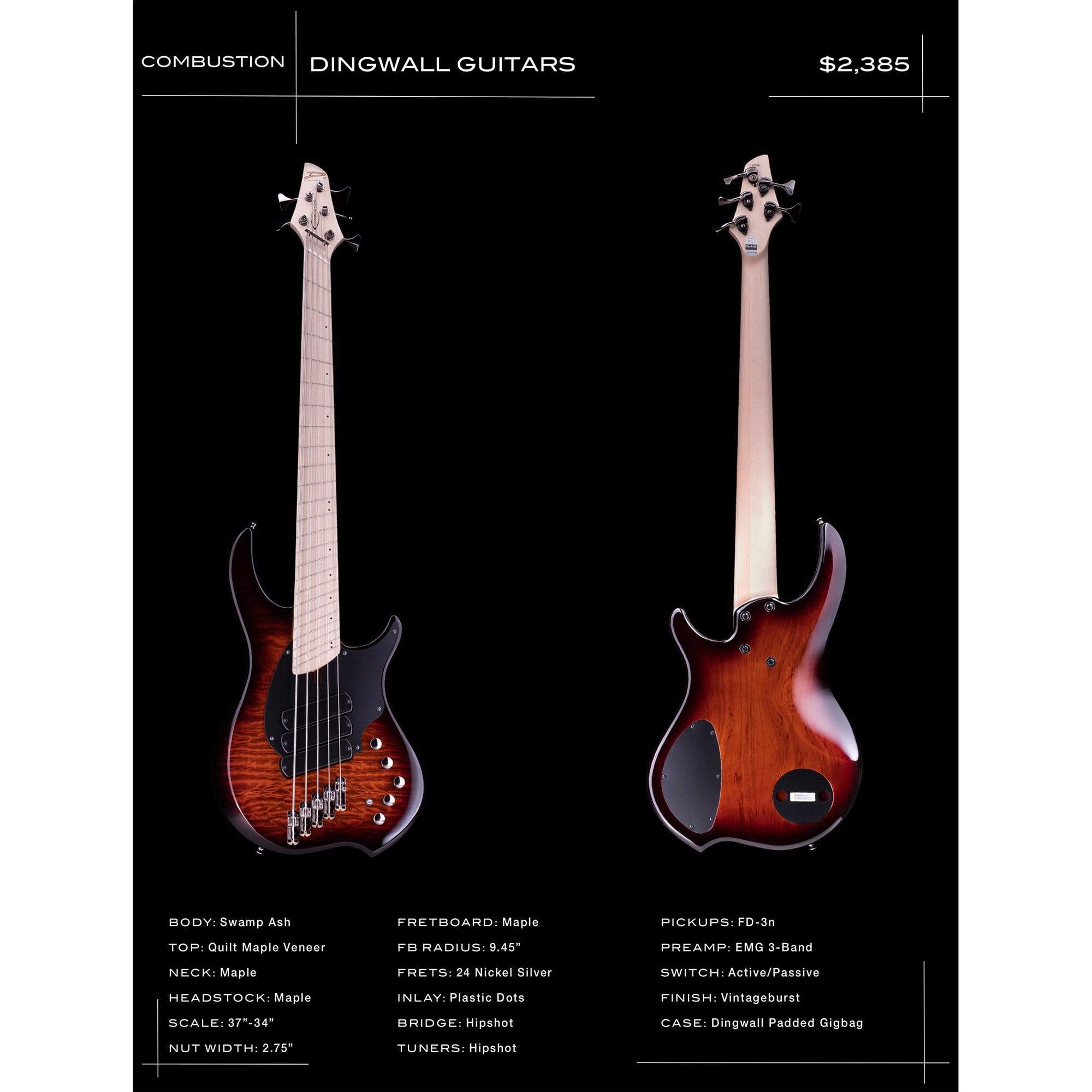 Dingwall Combustion 5-String Fan Fret – Chicago Music Exchange