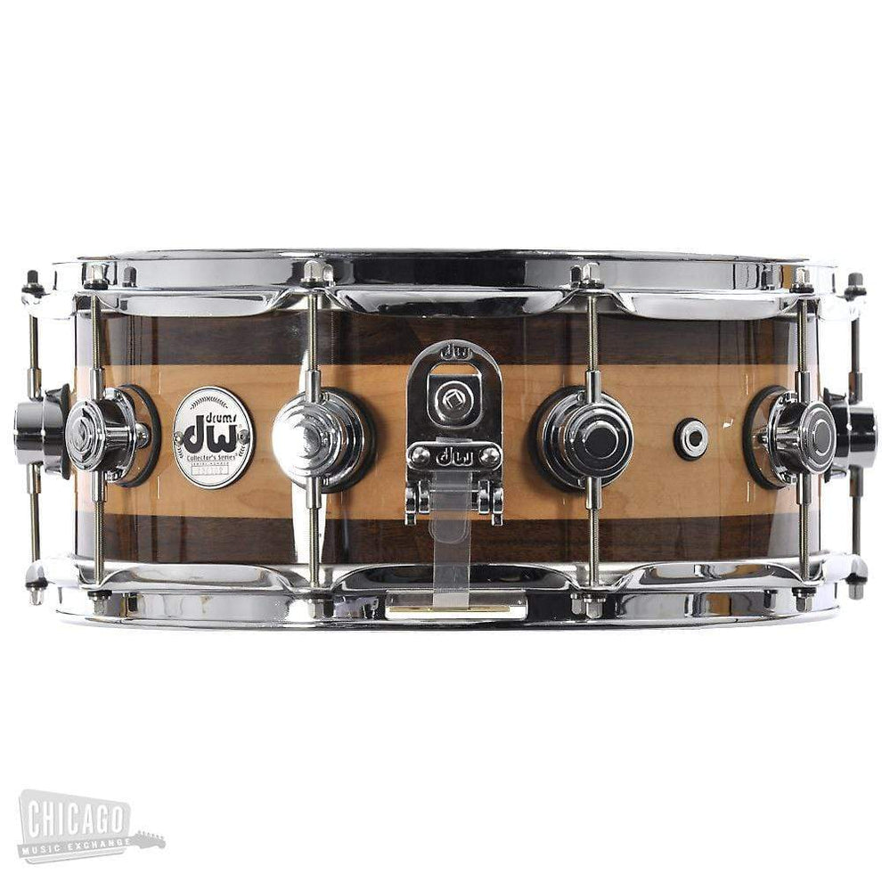 DW 5x14 Super Solid Edge Collector's Snare Drum Natural Lacquer over M ...