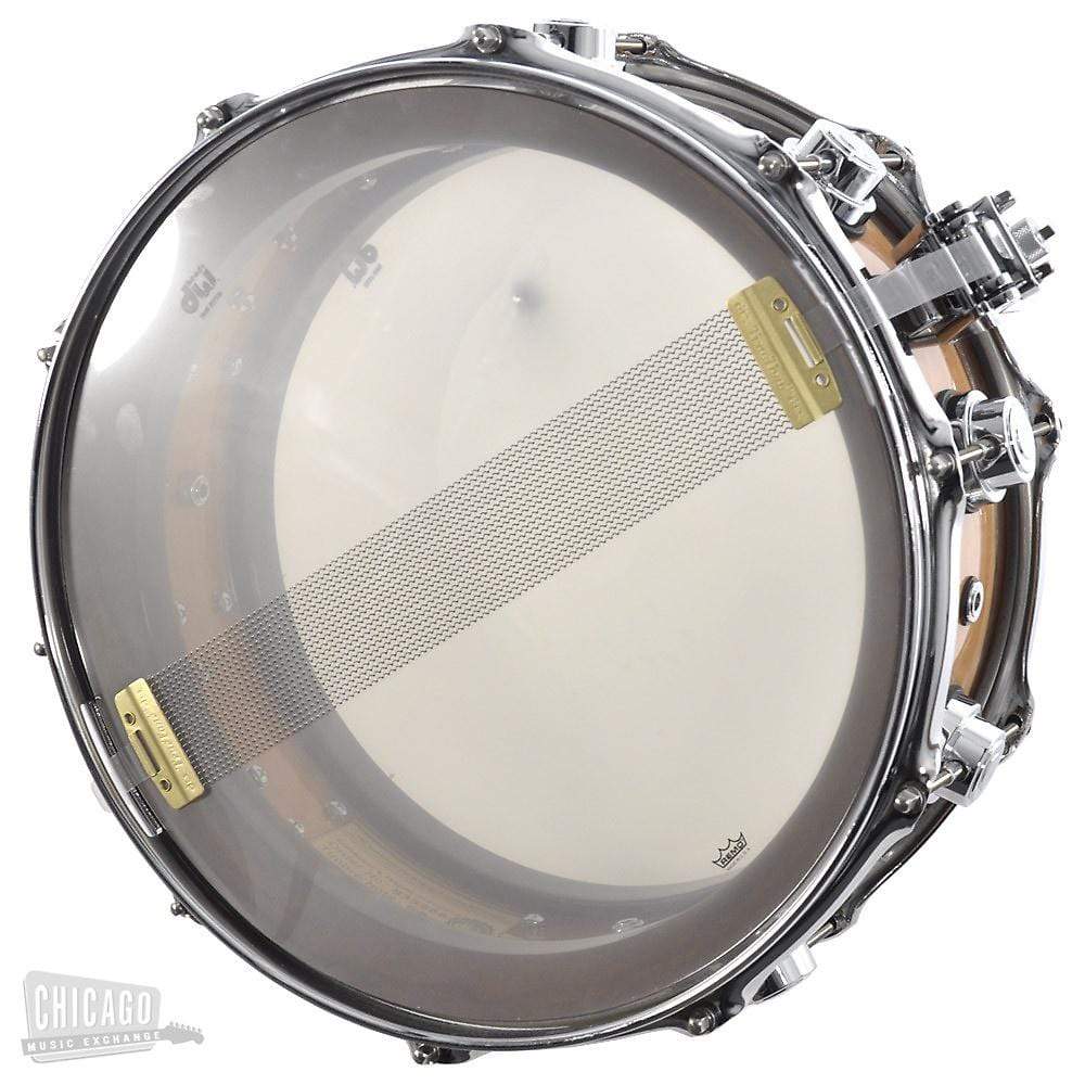DW 5x14 Super Solid Edge Collector's Snare Drum Natural Lacquer over M ...