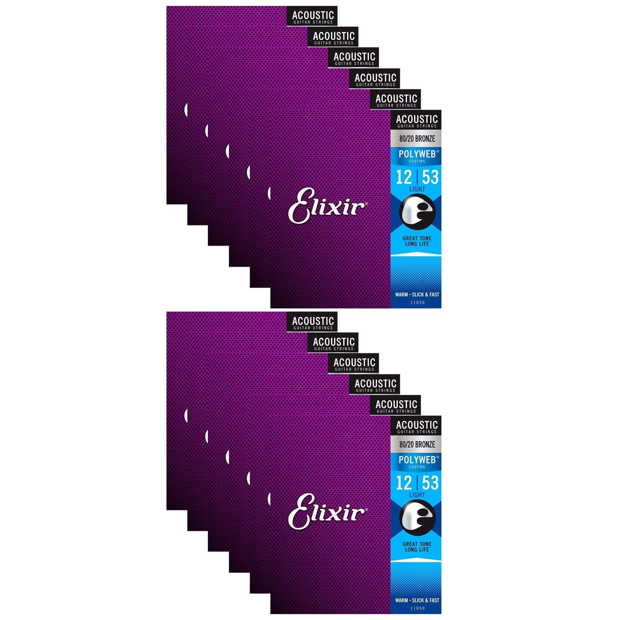 Elixir 11050 Acoustic 80/20 Poly Light 12-53 (12 Pack Bundle) – Chicago ...