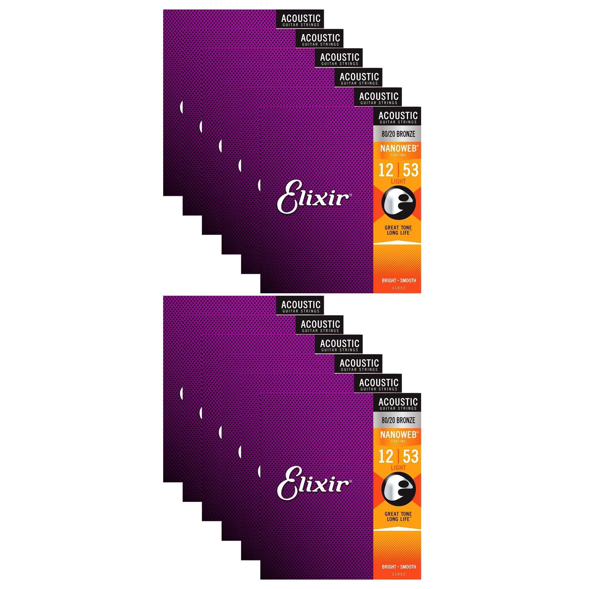 Elixir 11052 Acoustic 80/20 Nano Light 12-53 (12 Pack Bundle) – Chicago ...