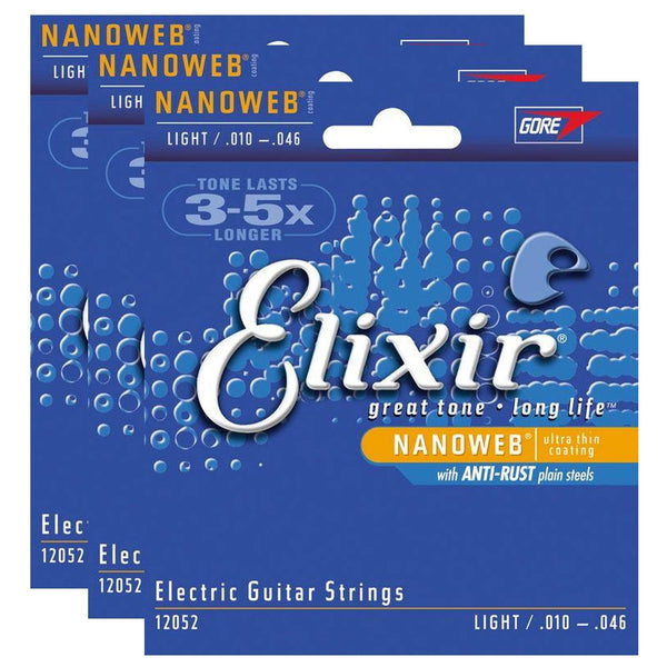 Elixir 12052 Electric Nano Light 10-46 (3 Pack Bundle) – Chicago Music ...