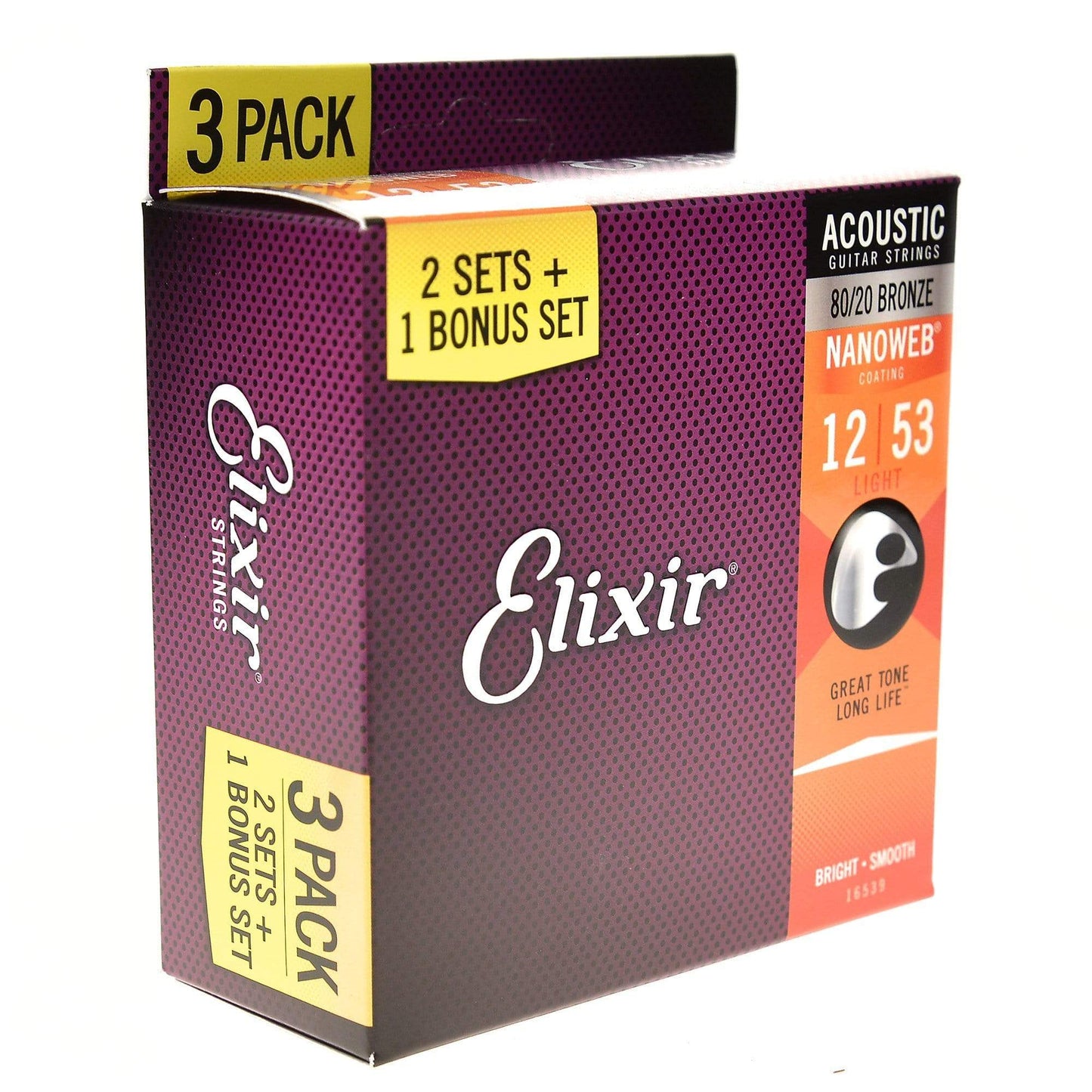 Elixir 16539 Acoustic 80/20 Bronze Nanoweb Guitar Strings Light 12-53 – Chicago Music Exchange