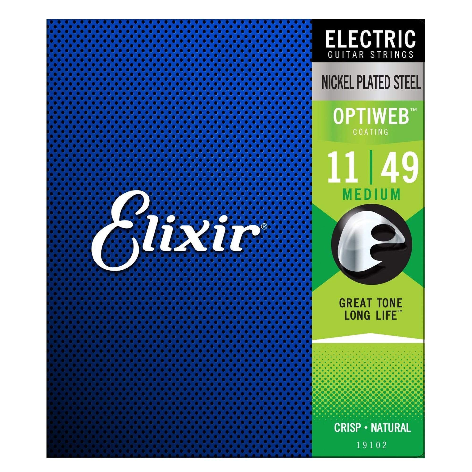 Elixir 19102 Optiweb Electric Guitar Strings Medium 11-49 (12 Pack Bun ...