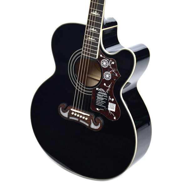 Epiphone EJ-200SCE Solid Top Acoustic-Electric Black and Epiphone Hard ...
