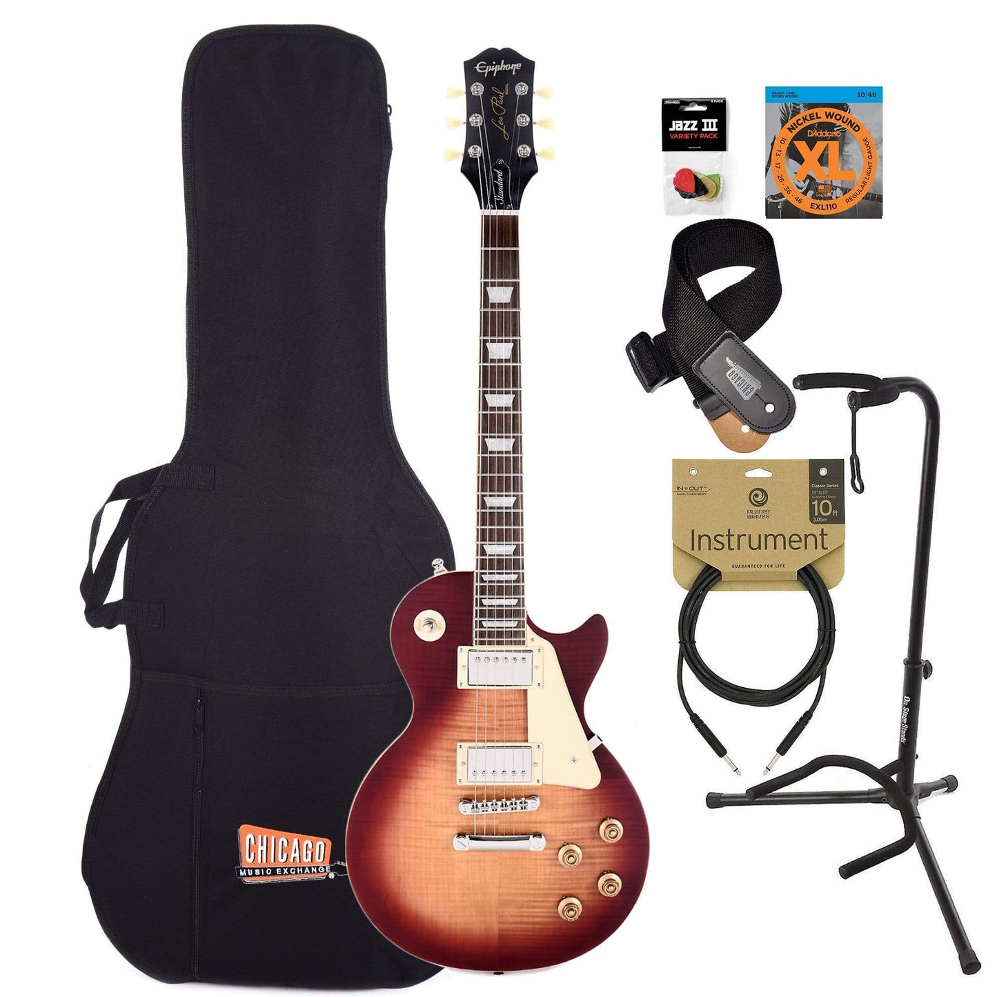 Epiphone LP Standard '50s Heritage Cherry Sunburst Essentials Bundle ...