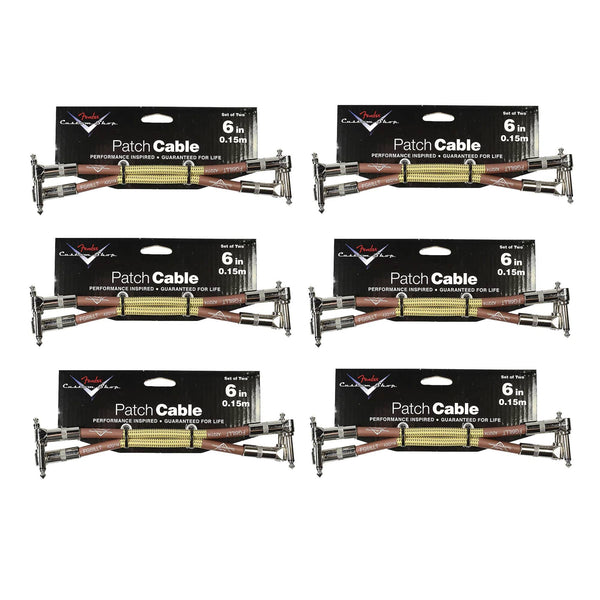 Fender Custom Shop Series Instrument Patch Cable 6" A/A Tweed 6 Pack B ...