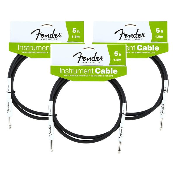 Fender Performance Series Instrument Cable 5' S/S Black 3 Pack Bundle ...