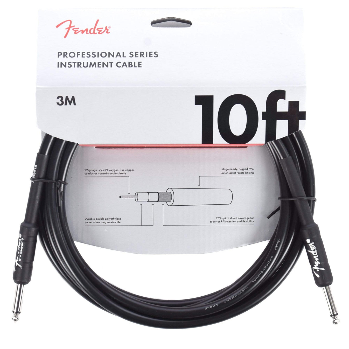 Fender Professional 10' Instrument Cable Black S/S – Chicago Music Exchange