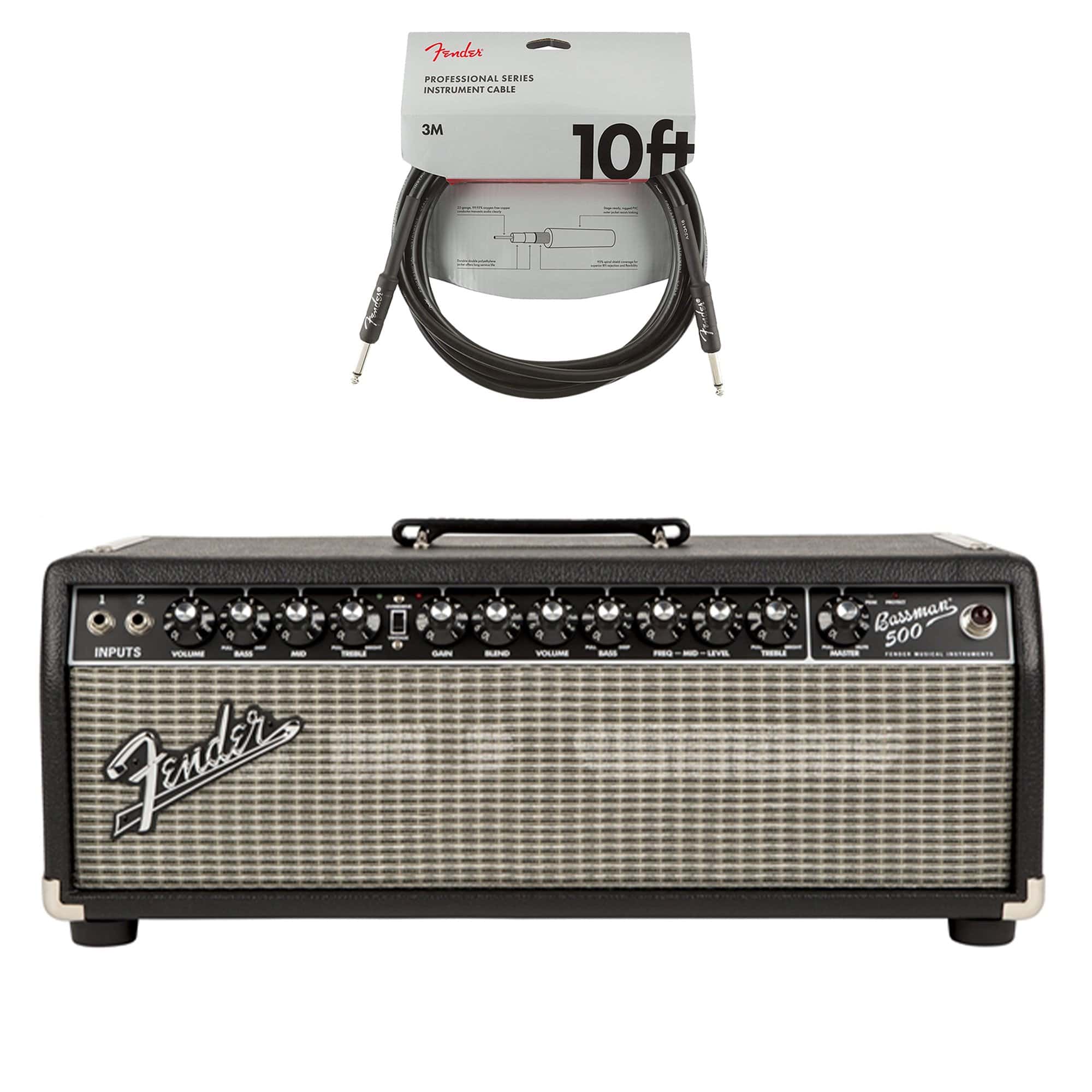Fender Bassman 500 Head Black/Silver Cable Bundle – Chicago Music Exchange