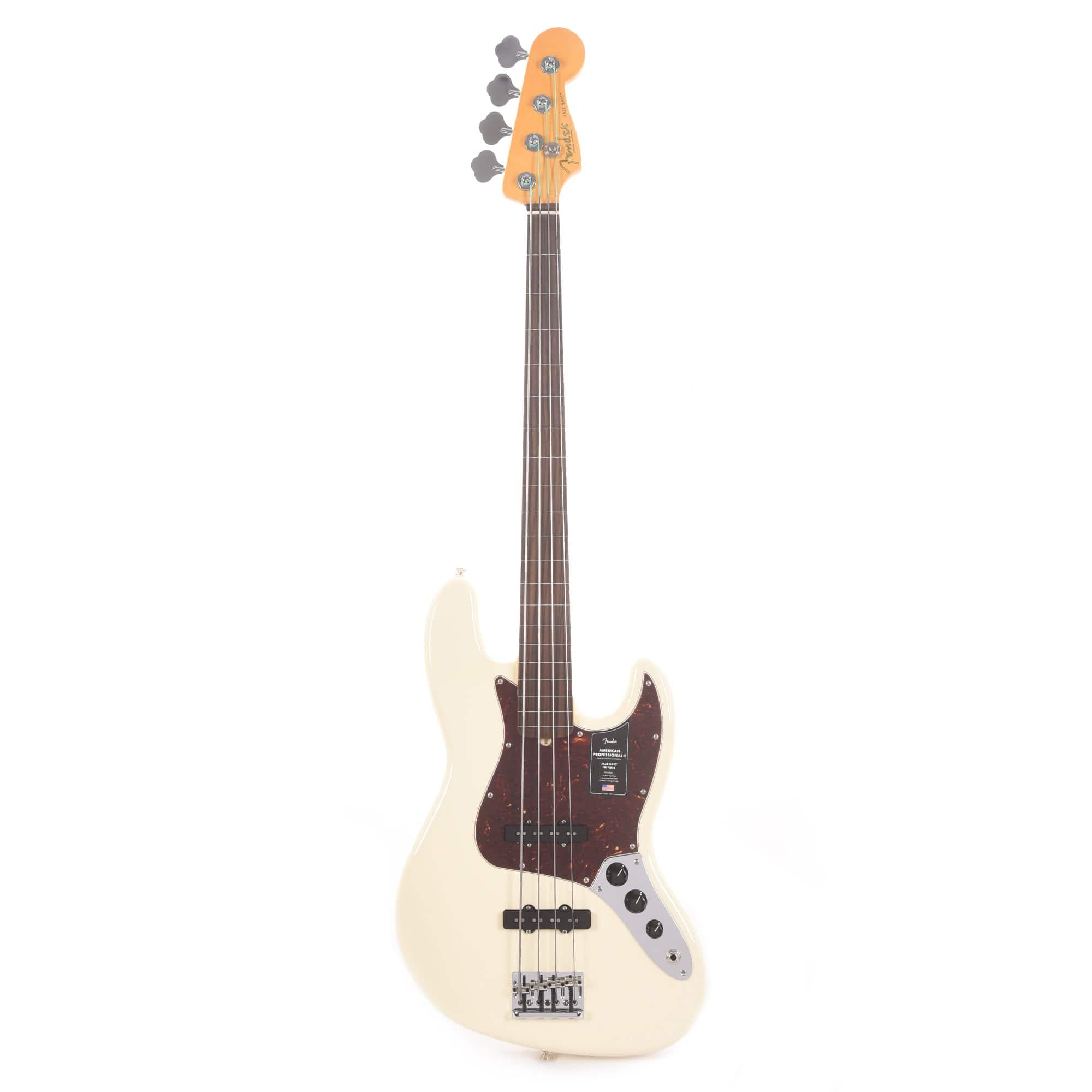 Fender American Professional II Jazz Bass Fretless Olympic White – Chicago Music Exchange