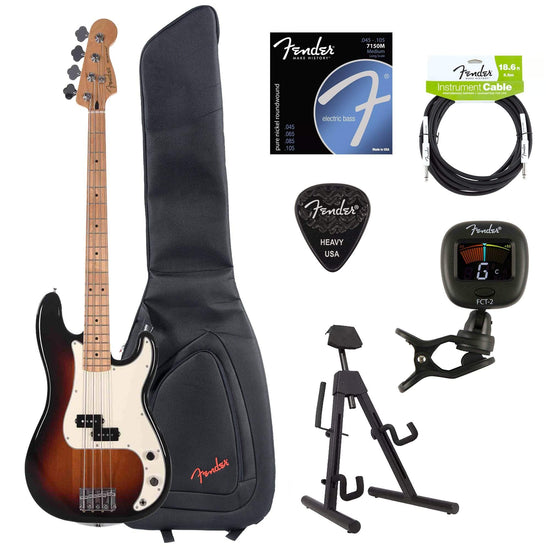 Fender Player Precision Bass 3-Color Sunburst Bundle w/Fender Gig Bag ...