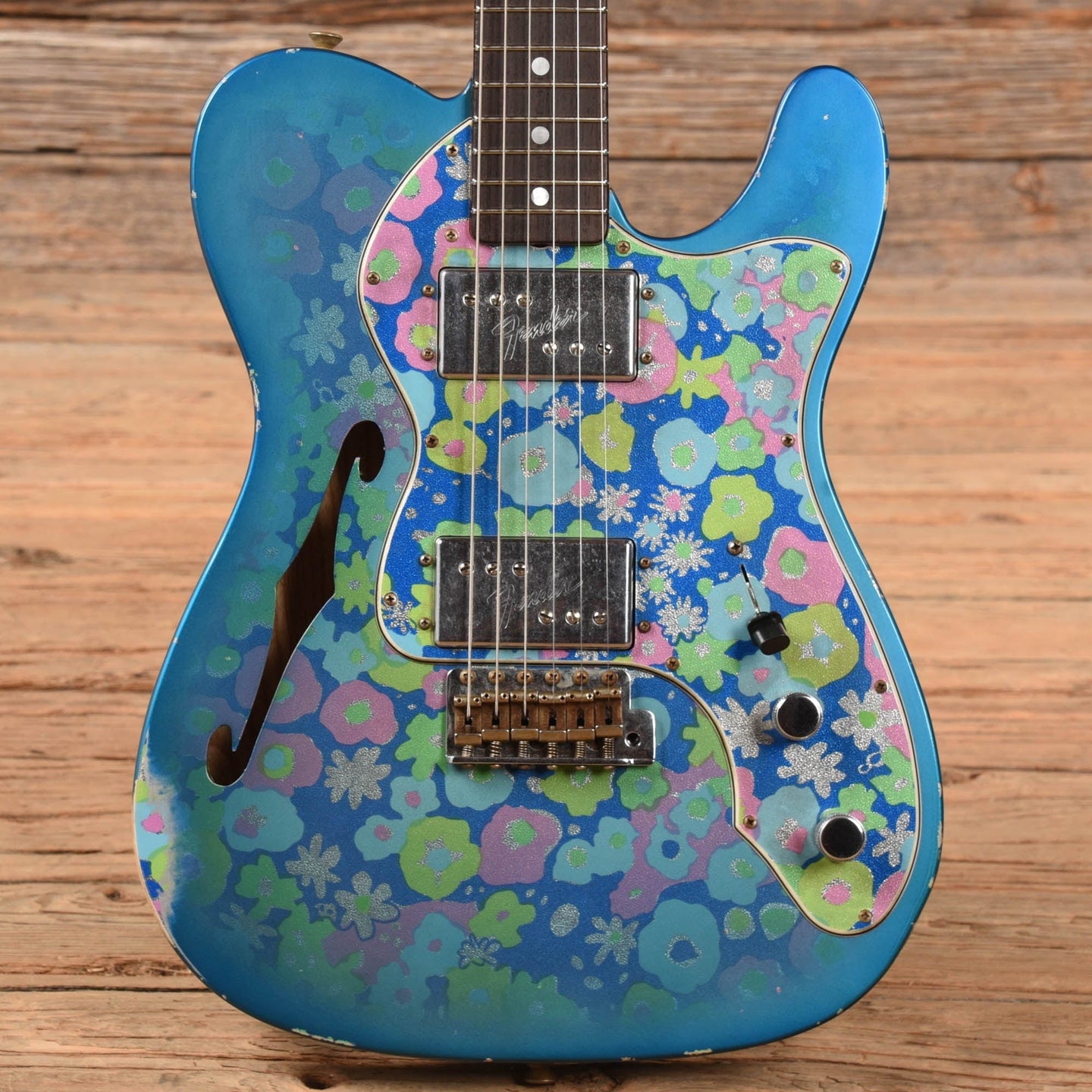 Fender Custom Shop 72 Telecaster Thinline HH Aged Blue Flower Blue Flo ...
