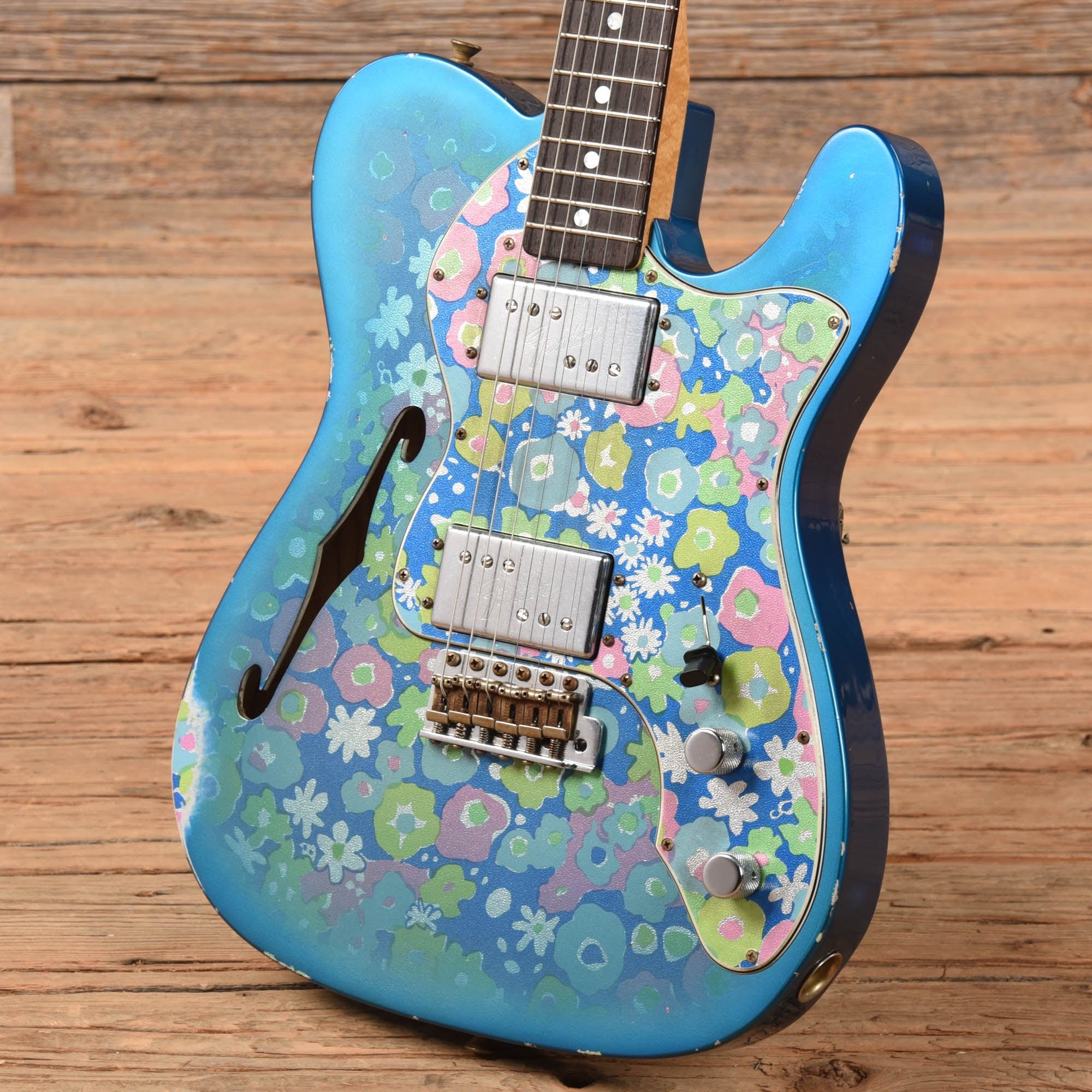 Fender Custom Shop 72 Telecaster Thinline HH Aged Blue Flower Blue Flo ...