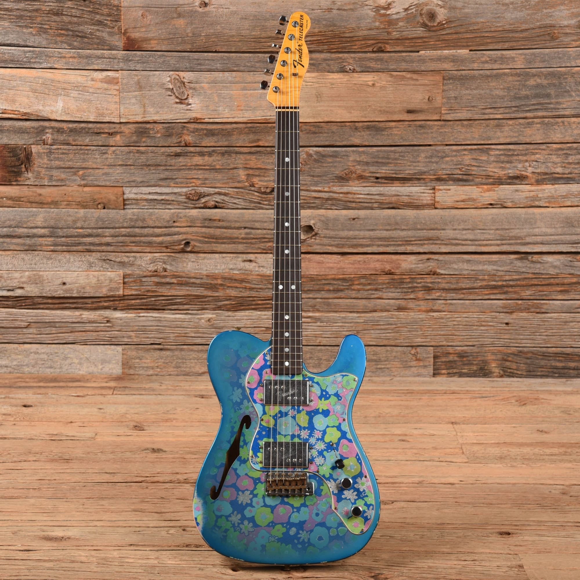 Fender Custom Shop 72 Telecaster Thinline HH Aged Blue Flower Blue Flo ...
