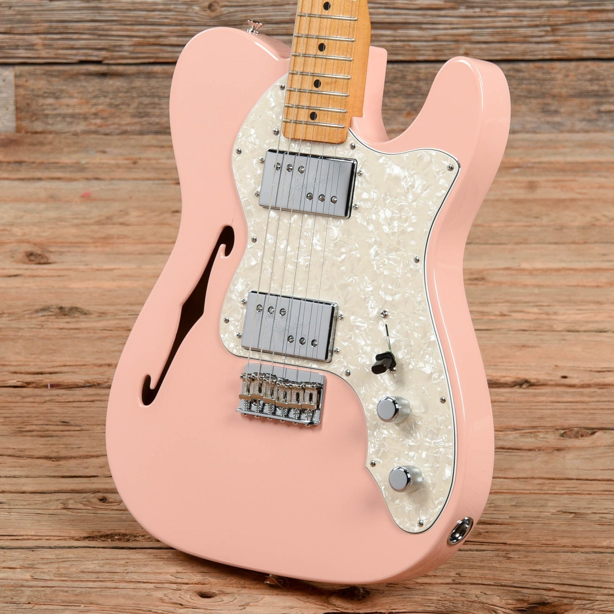 Fender Vintera '70s Telecaster Thinline Shell Pink w/4-Ply Aged Pearl ...