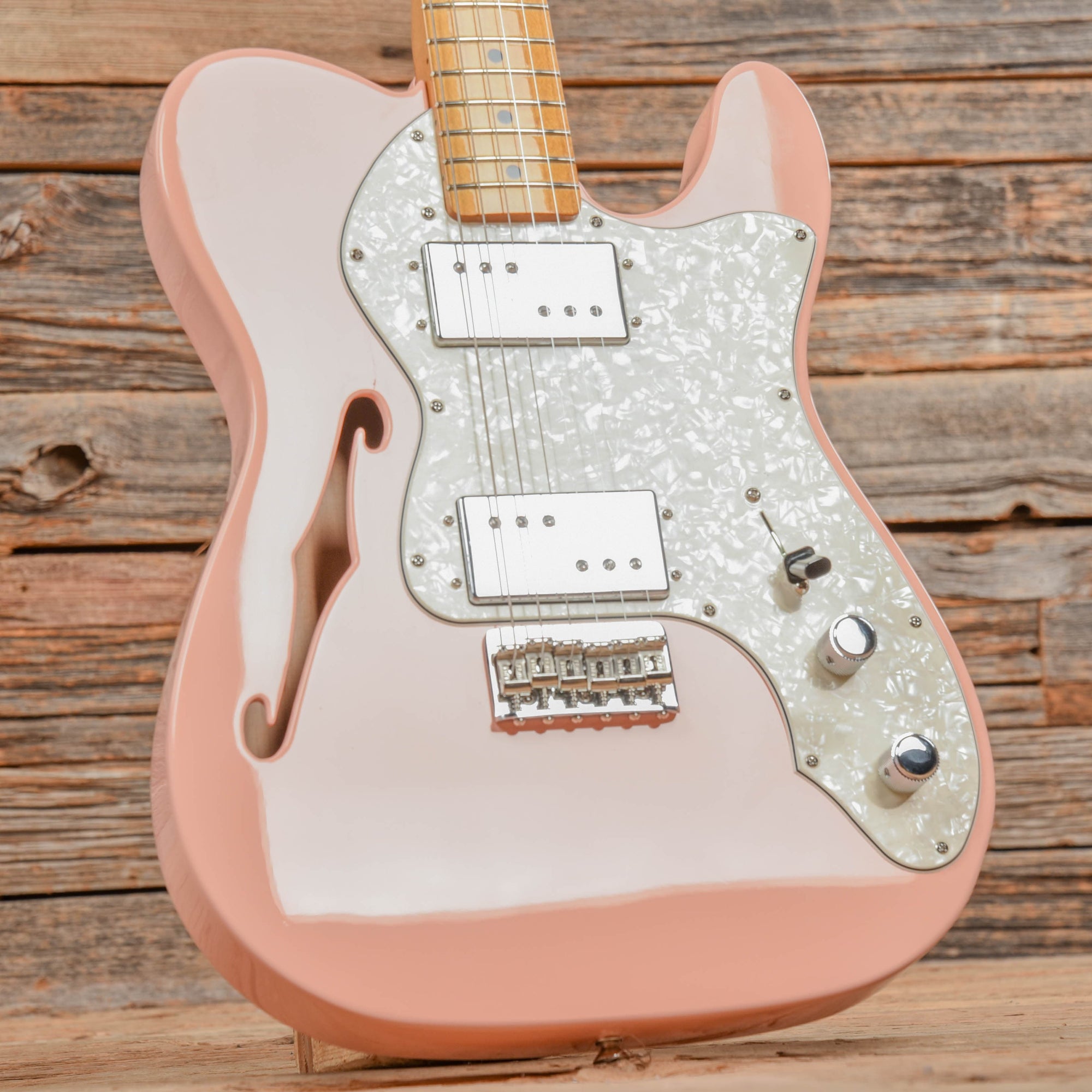 Fender Vintera '70s Telecaster Thinline Shell Pink w/4-Ply Aged Pearl ...