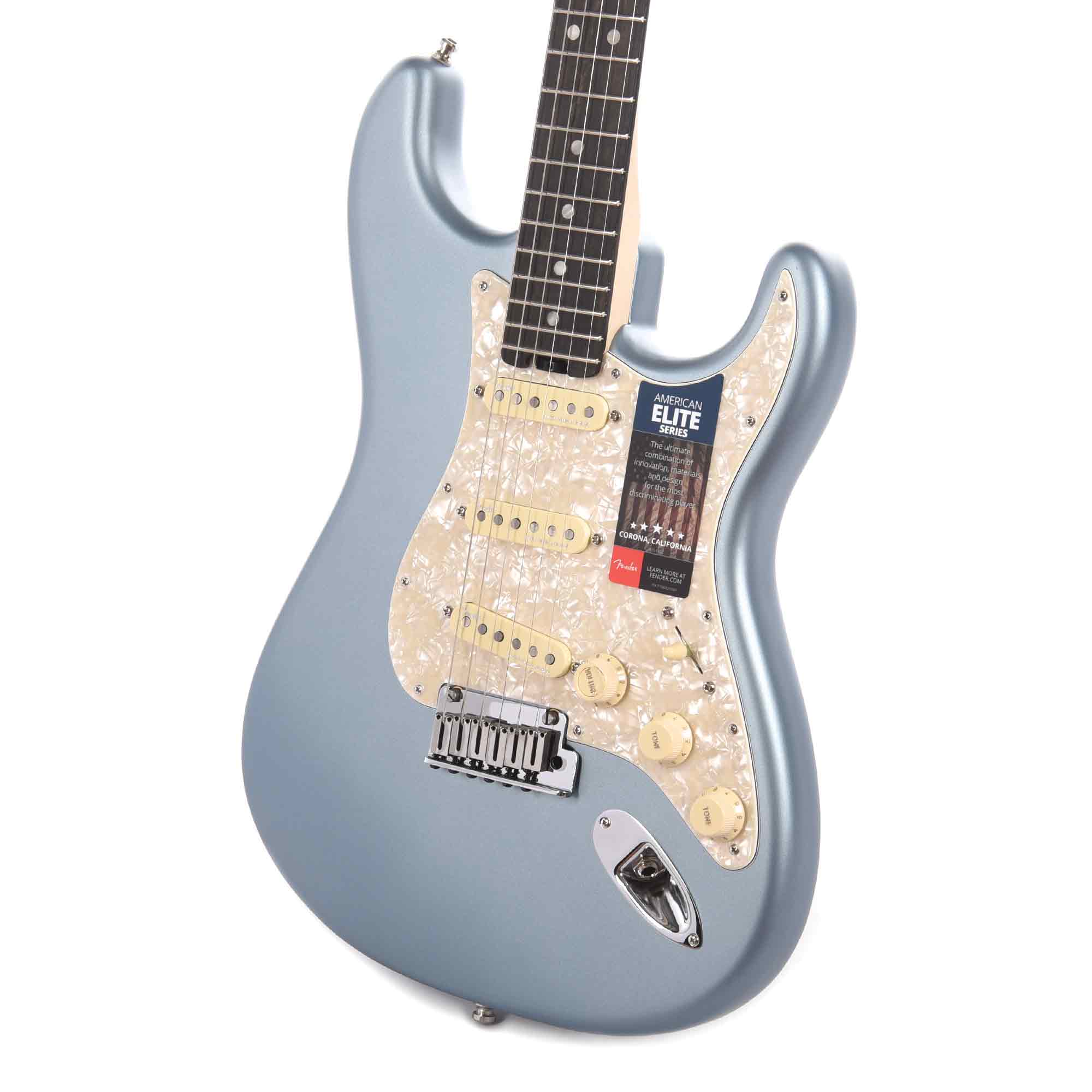 Fender American Elite Stratocaster Satin Ice Blue Metallic – Chicago ...
