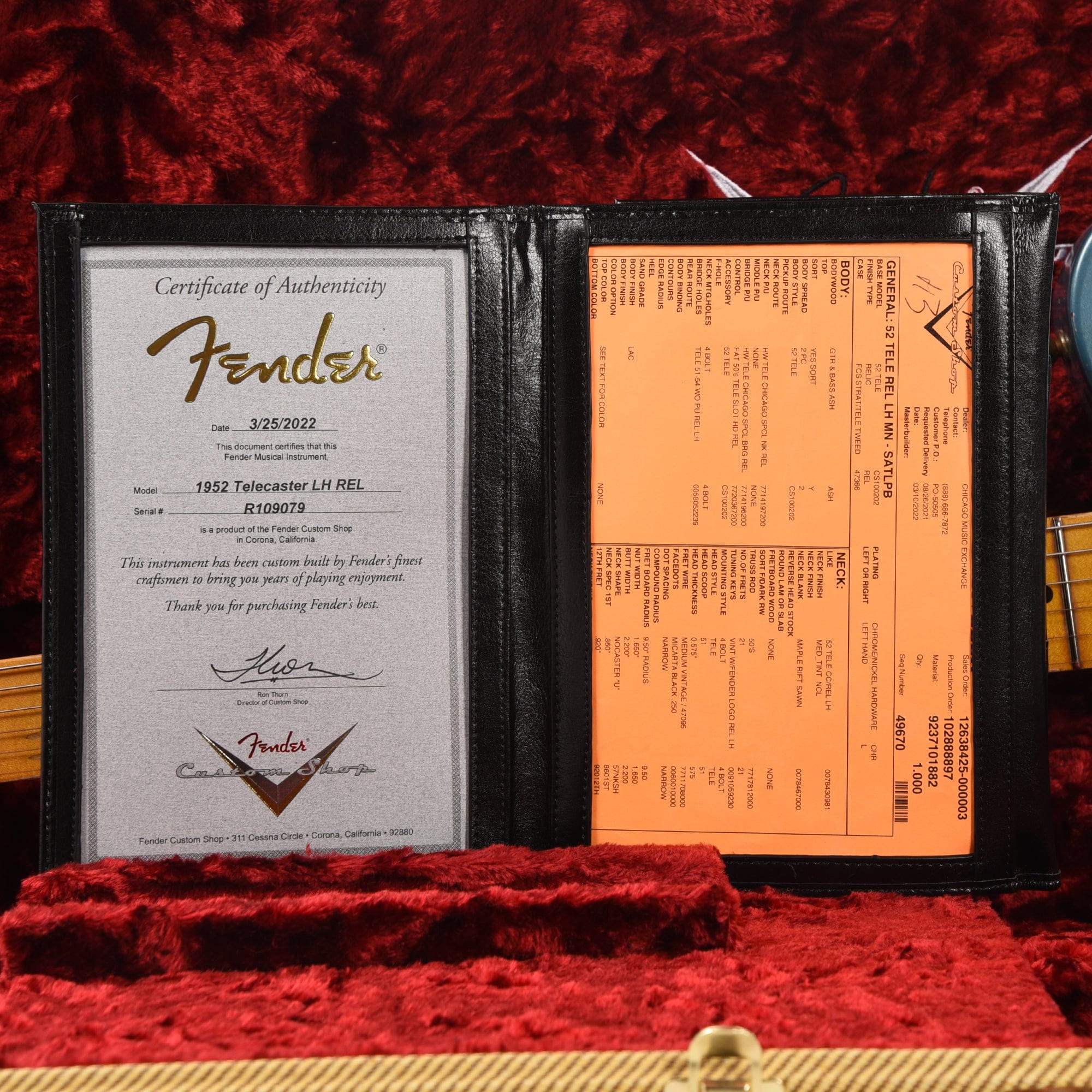 Fender Custom Shop 1952 Telecaster "Chicago Special" LEFTY Relic Super ...