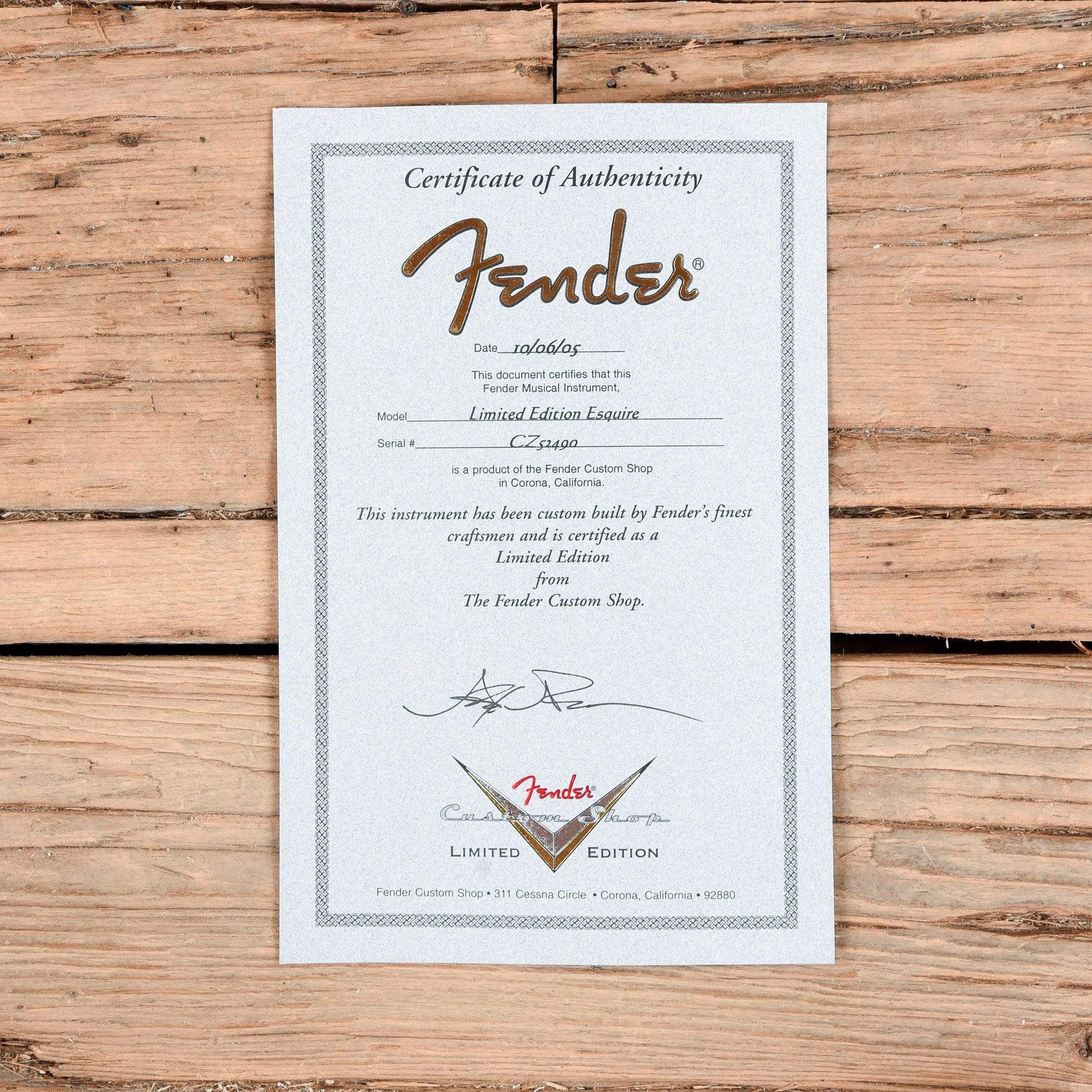 Fender Custom Shop Limited Edition Esquire Relic Sunburst 2005 ...