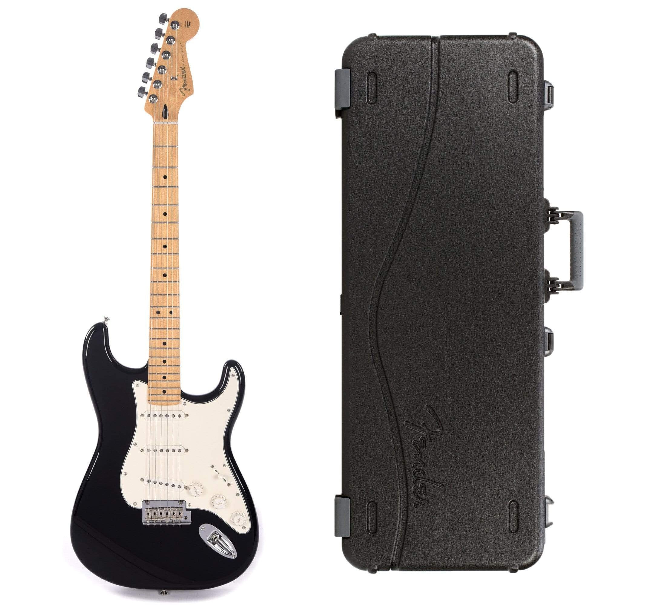 Fender Player Stratocaster Black Bundle w/Fender Molded Hardshell Case ...