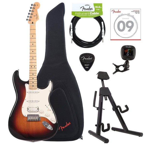 Fender Player Stratocaster HSS 3-Color Sunburst Bundle w/Fender Gig Ba ...