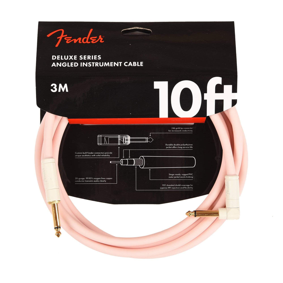 Fender Deluxe Instrument Cable Shell Pink 10' Angle-Straight – Chicago ...